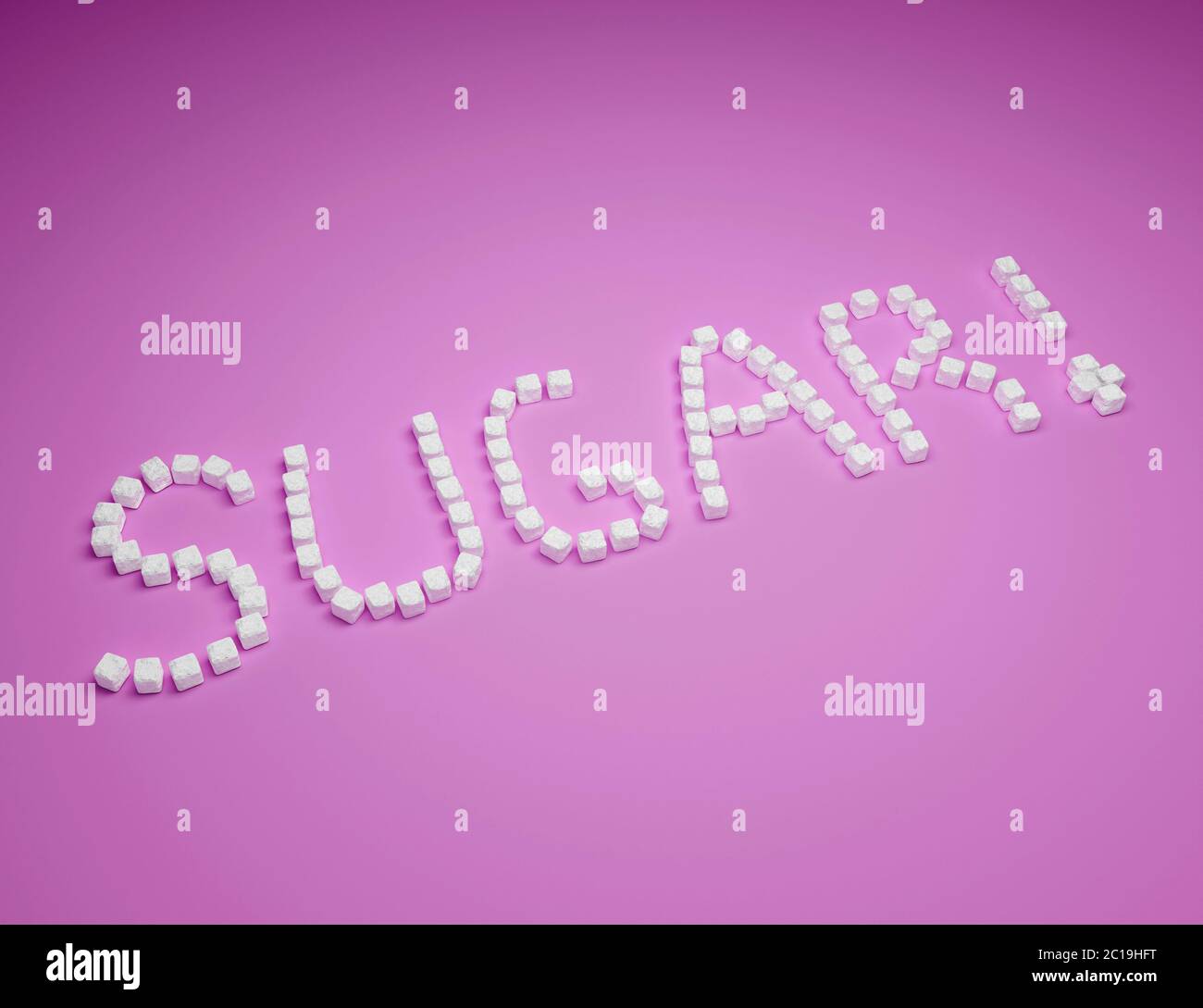 Word SUGAR of sugar cubes on pink background, 3d render Stock Photo - Alamy