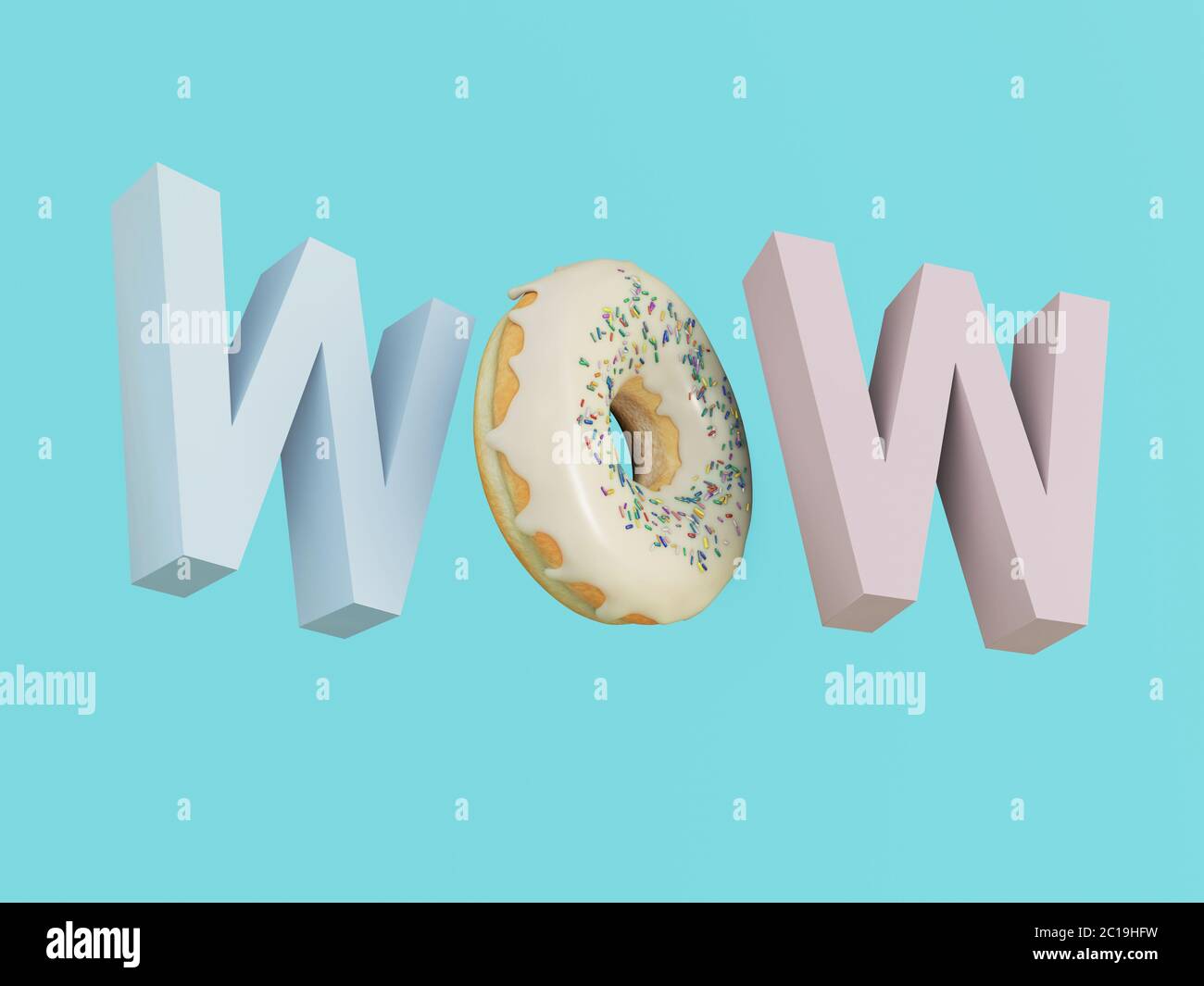 3d wow colored speech text. 3d illustration Stock Photo - Alamy