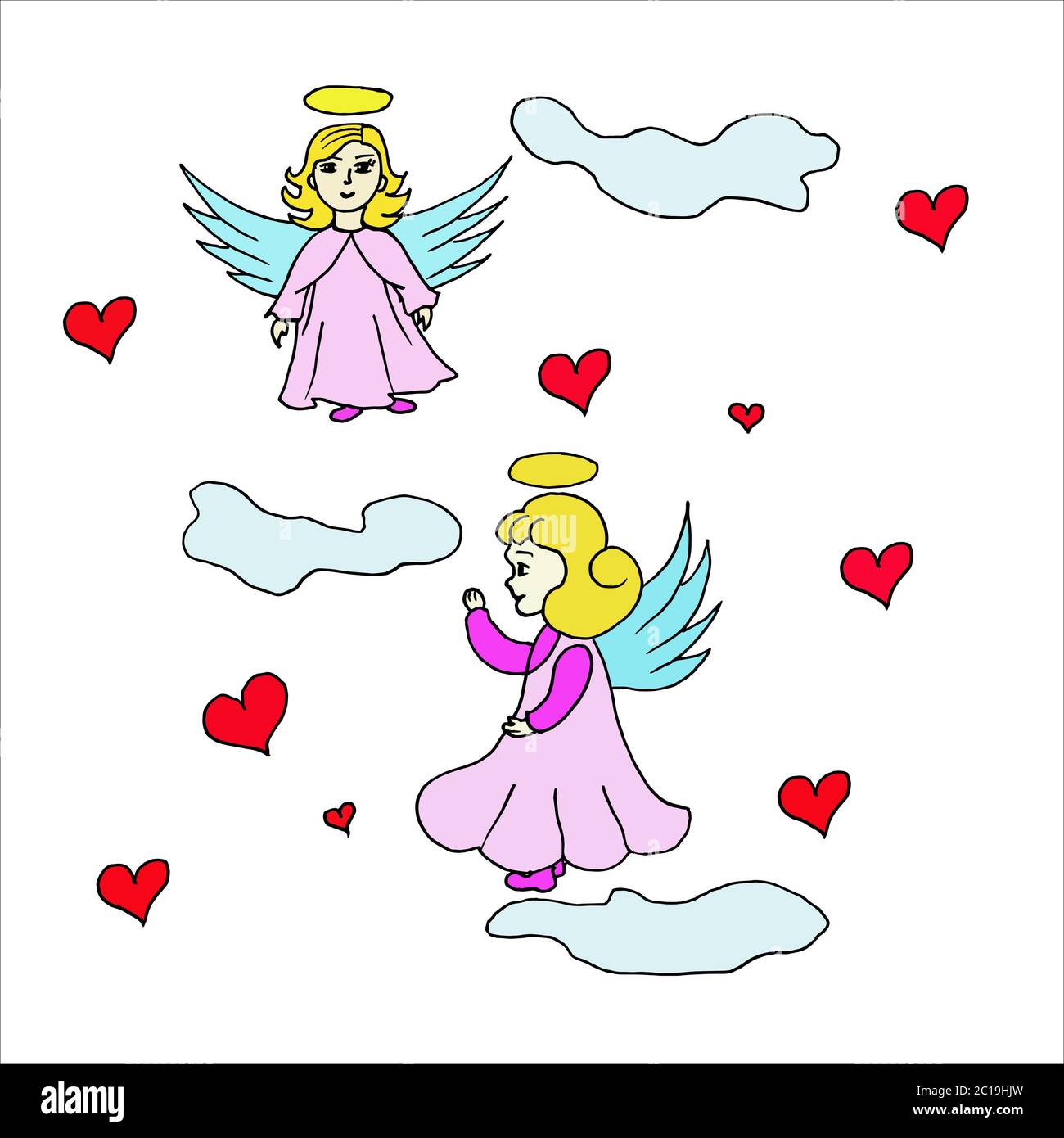 isolated on white background picture of an angel girl, vector, Stock ...