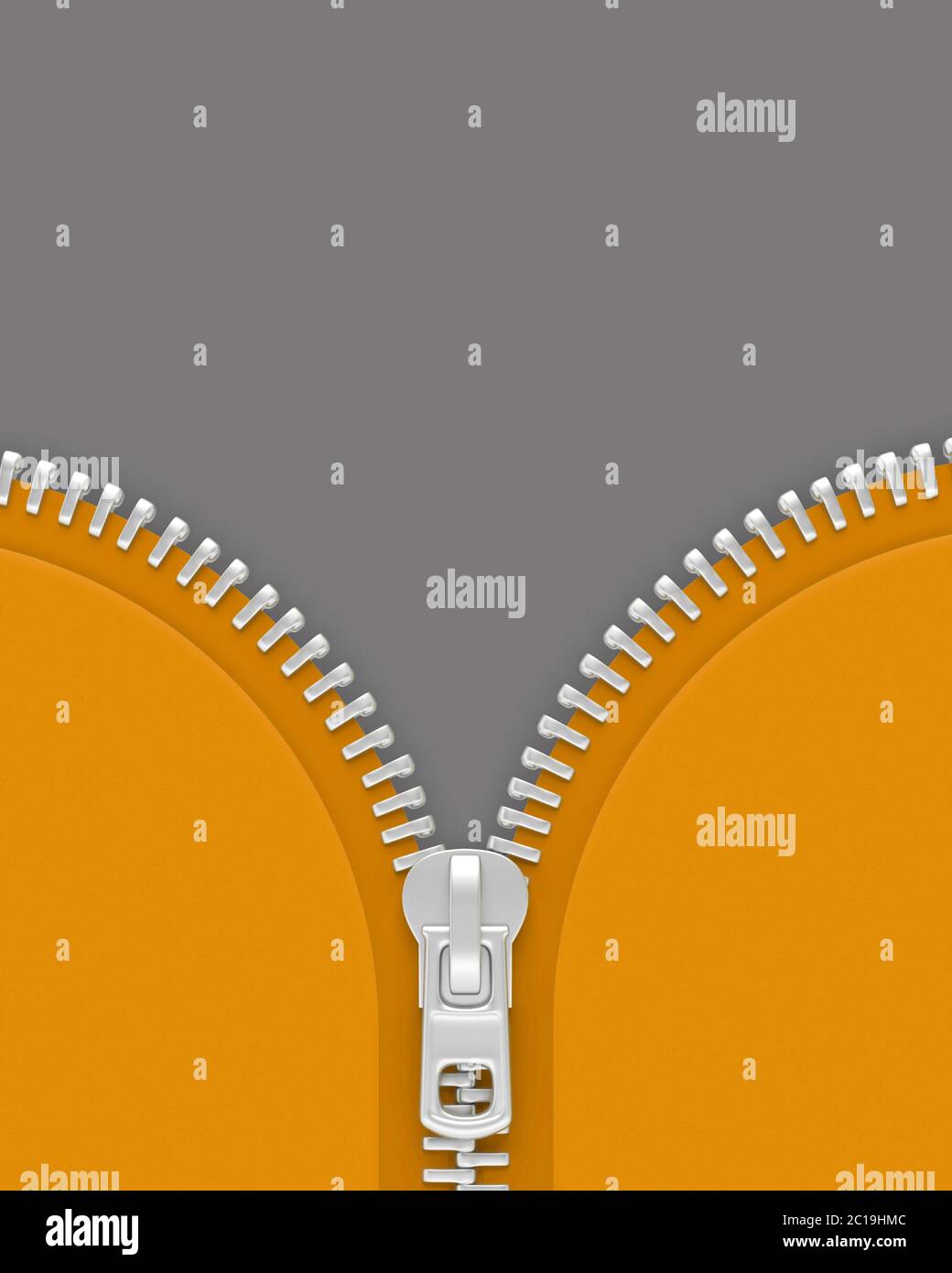 zipper zip metal clothing fastener open lock textile 3D illustration ...