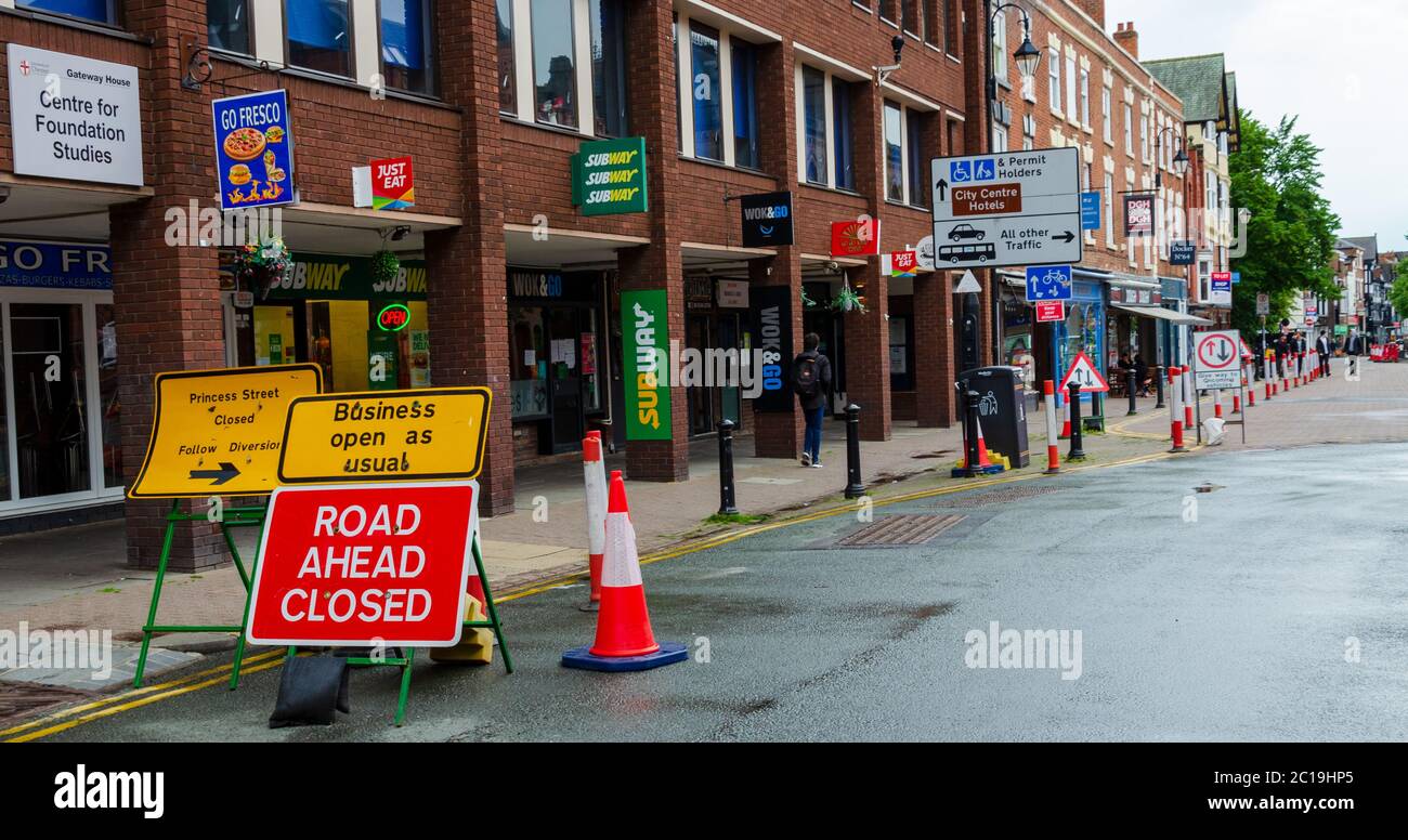 Chester, UK: Jun 14, 2020: A general street scene of Chester City ...