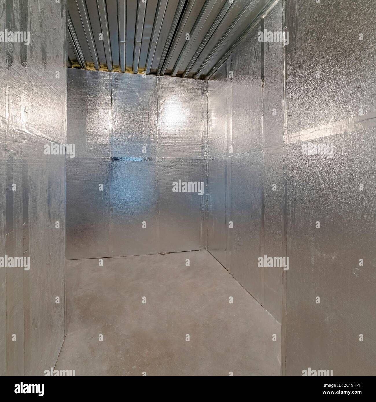 Square frame Interior of an empty home cold storage unit Stock Photo ...
