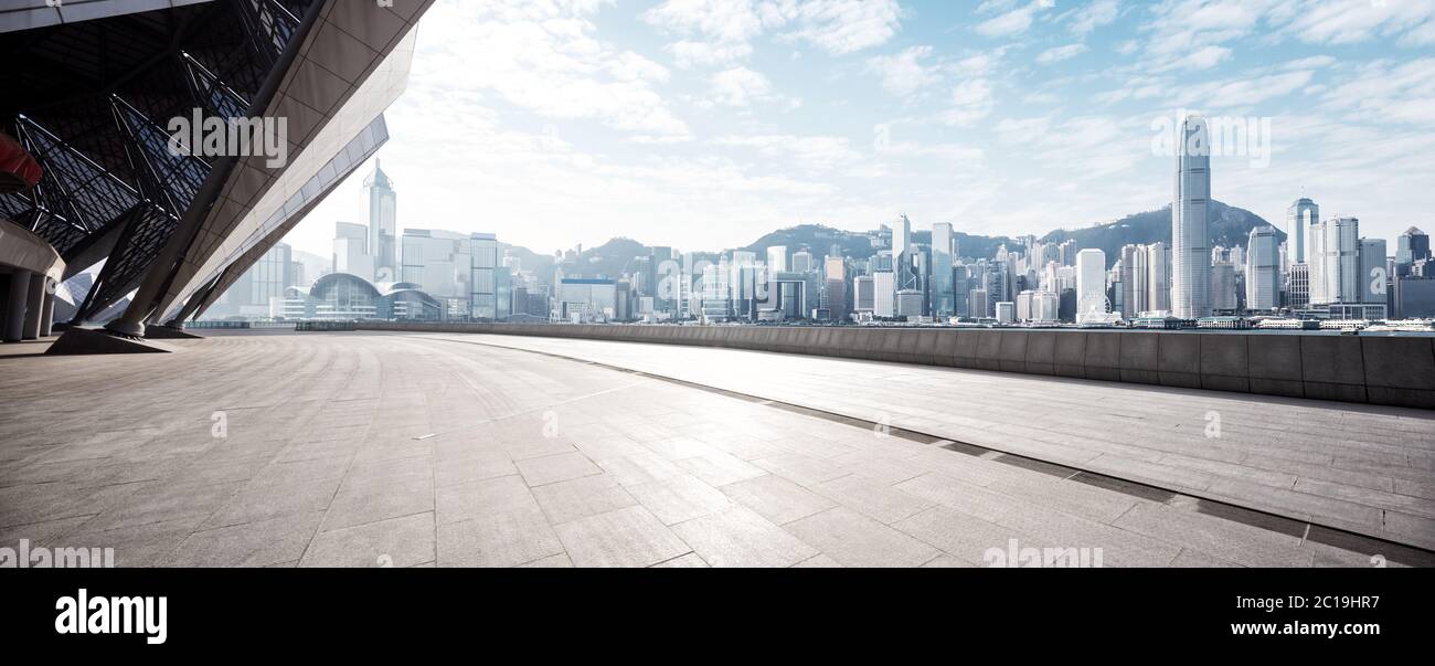 empty marble floor with cityscape of modern city Stock Photo - Alamy