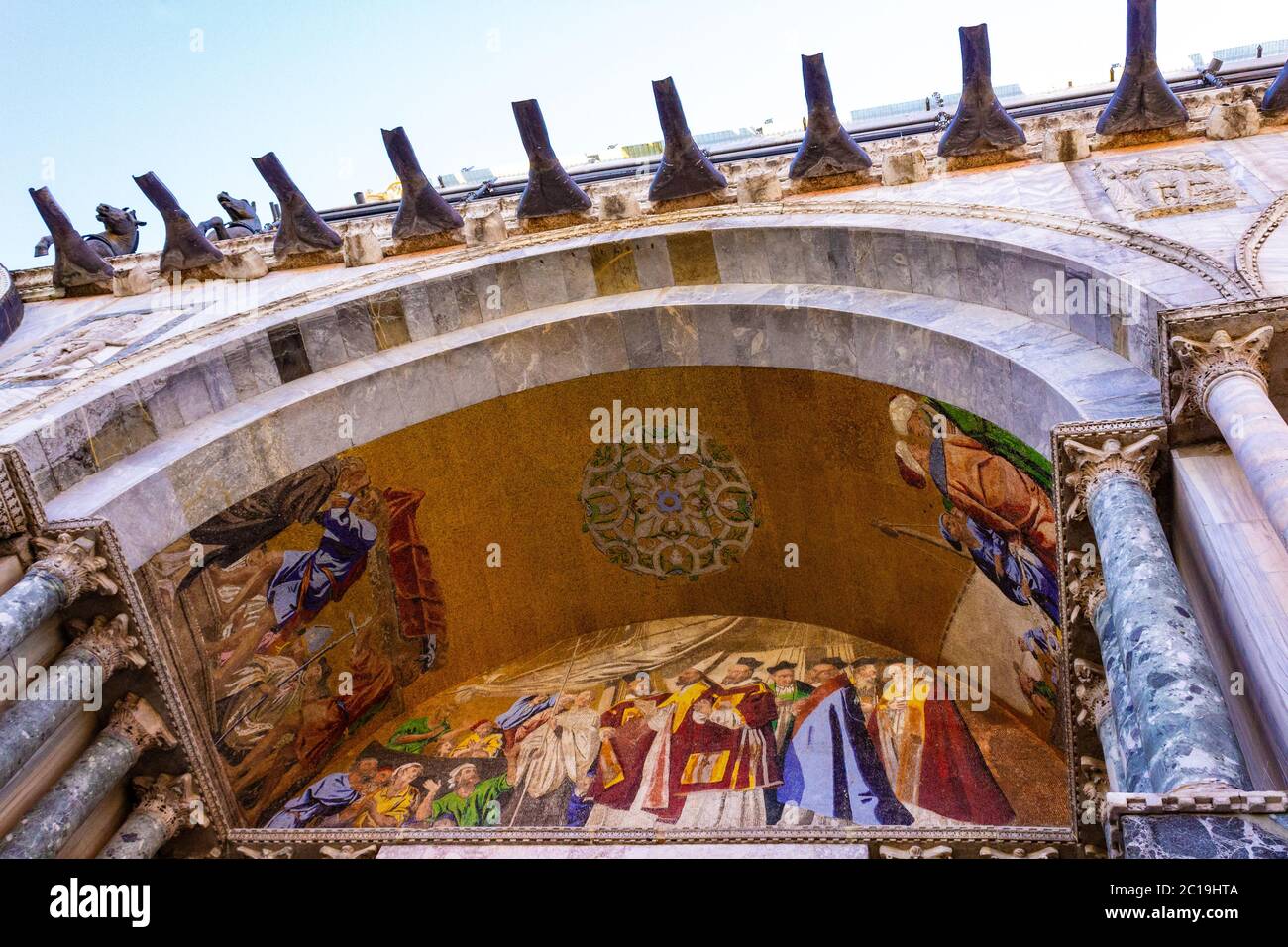 Mosaic on San Marco Basilica facade - The arrival of St. Mark`s body ...