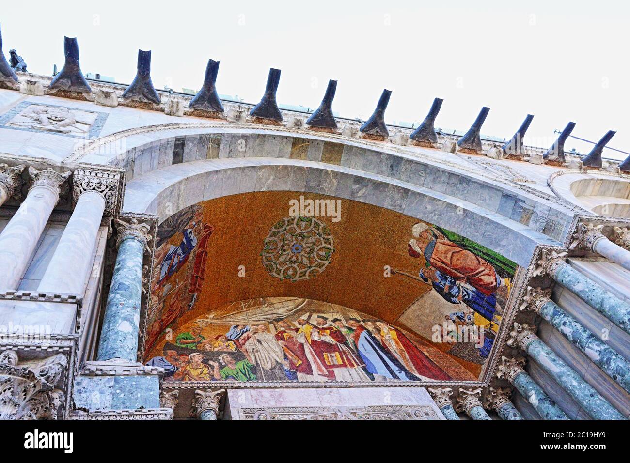 Mosaic on San Marco Basilica facade - The arrival of St. Mark`s body ...