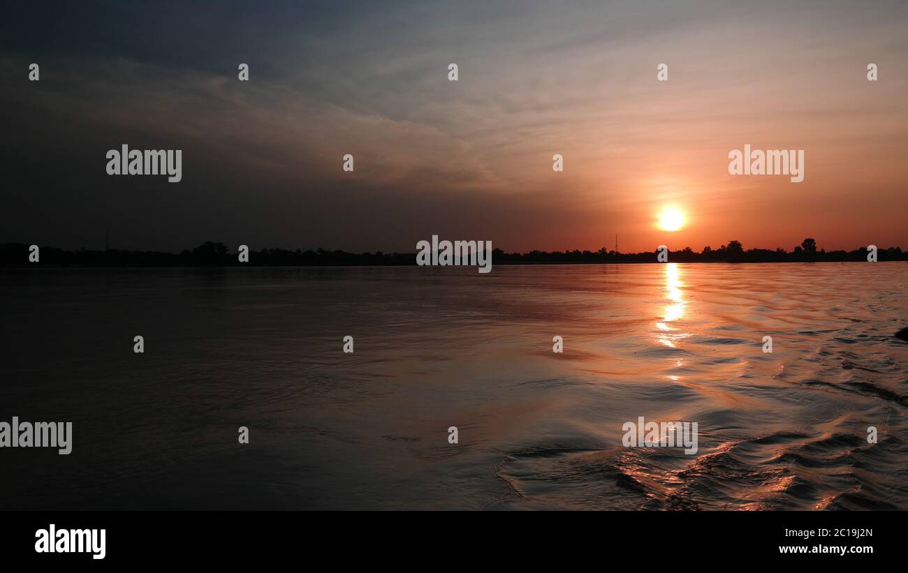 Aerial view to Niger river in Niamey at sunset Niger Stock Photo - Alamy