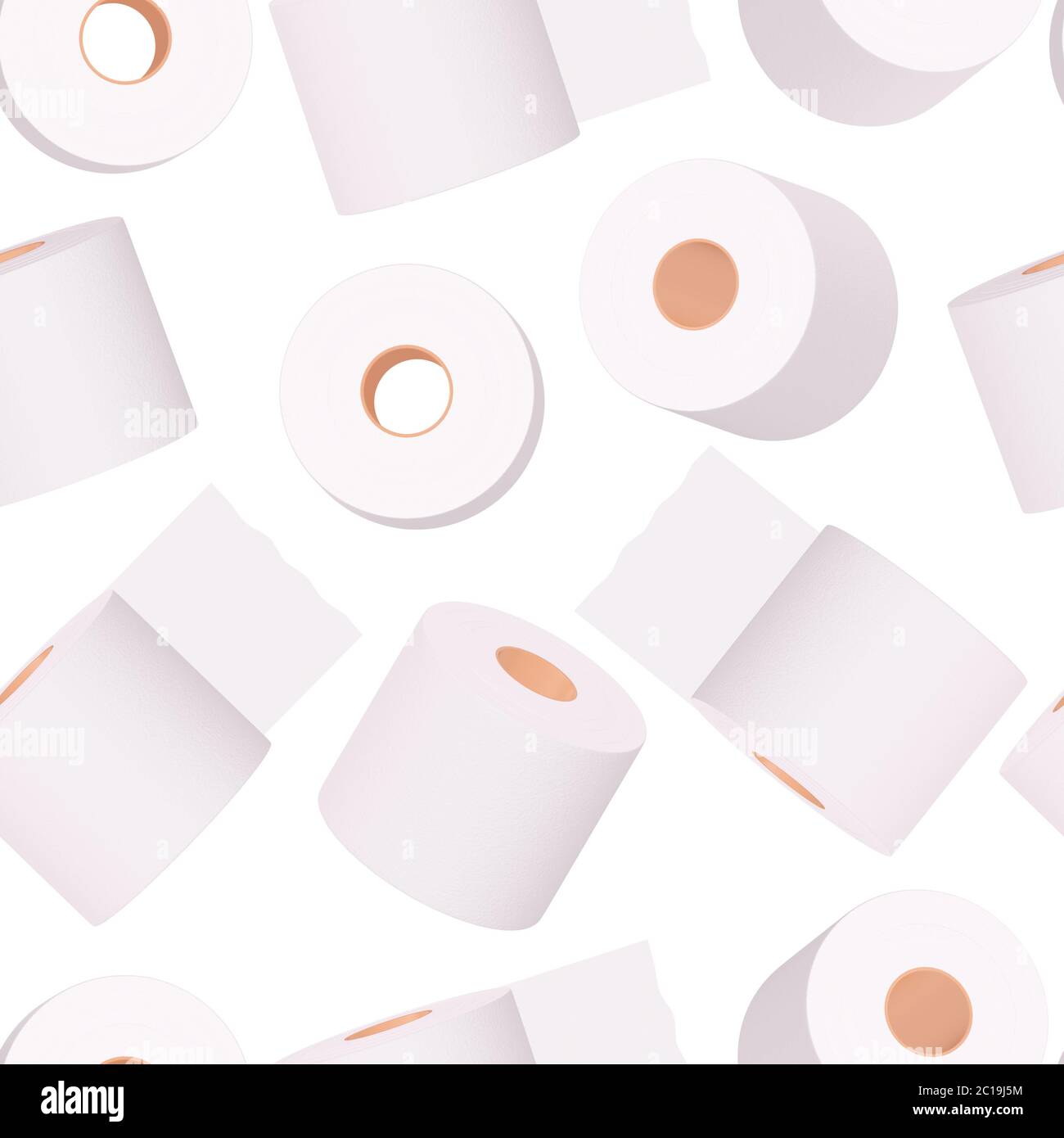 seamless white toilet paper pattern on a isolated background. 3d ...