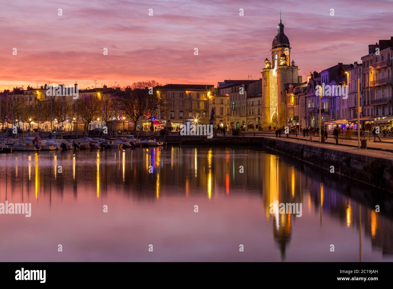 La Rochelle - Harbor by night with beautiful sunset Stock Photo - Alamy