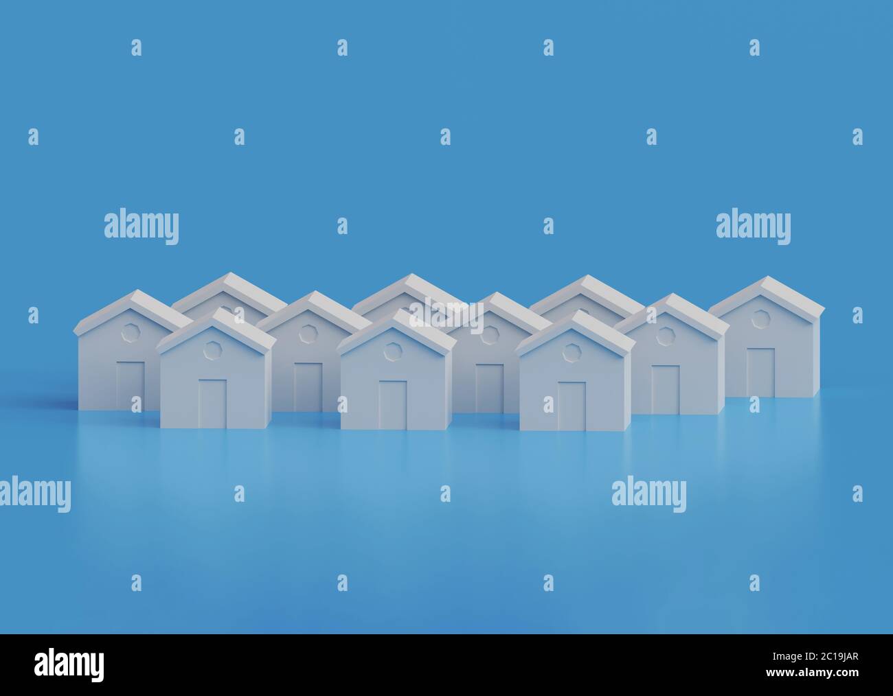 Small white houses, futuristic town block abstract cgi representation ...