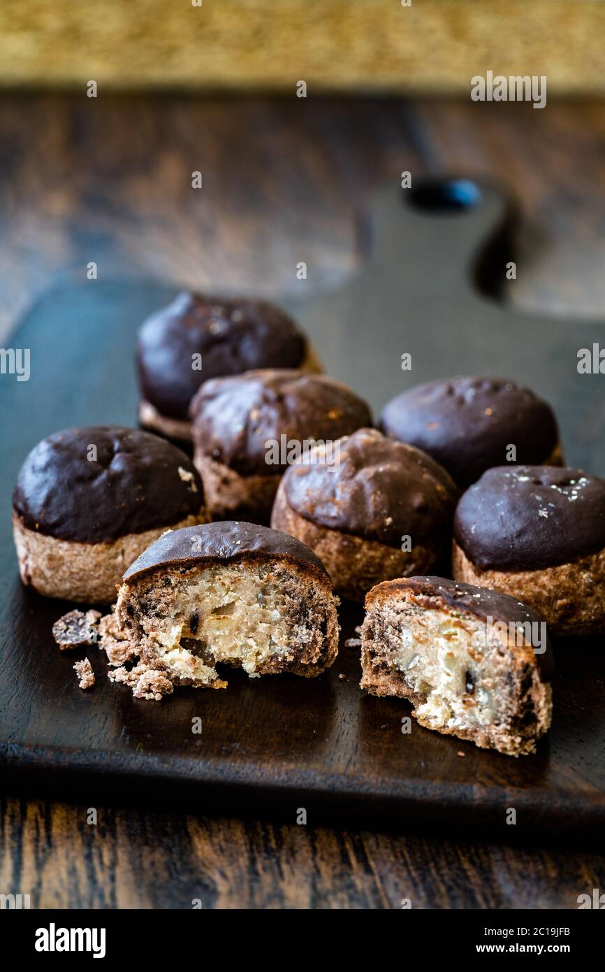 Homemade Chestnut Paste Cookies Covered with Chocolate. Healthy Organic ...