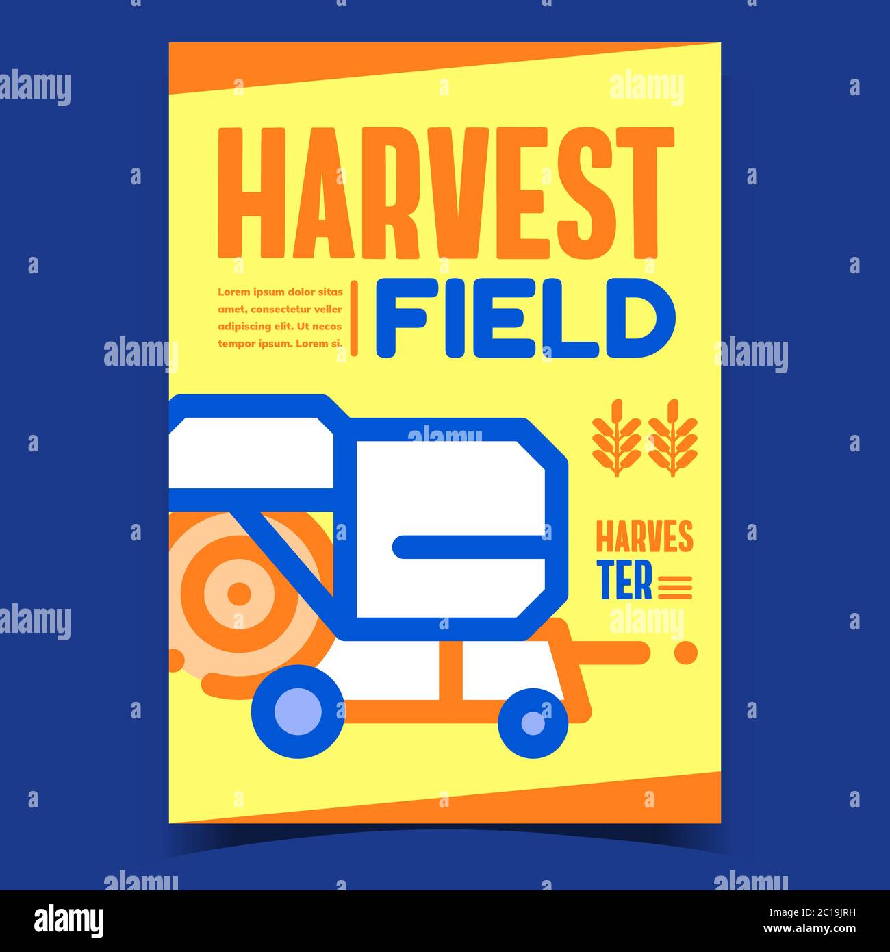 Harvest Field Machine Creative Promo Poster Vector Stock Vector Image ...