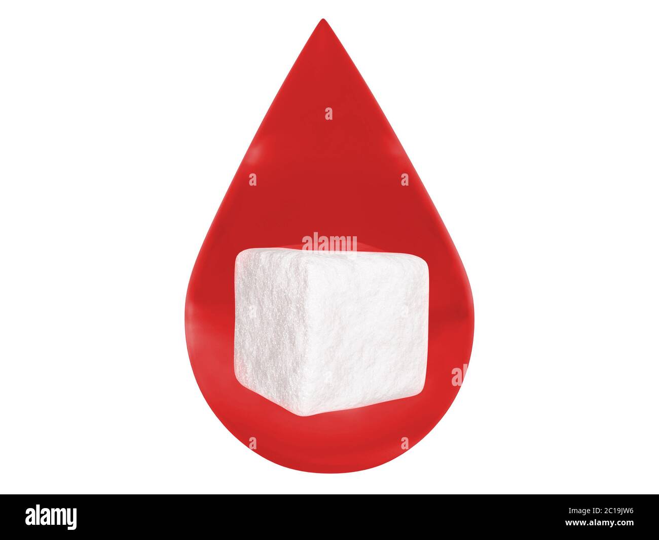 High sugar in blood, diabetes icon on white background. 3d design ...