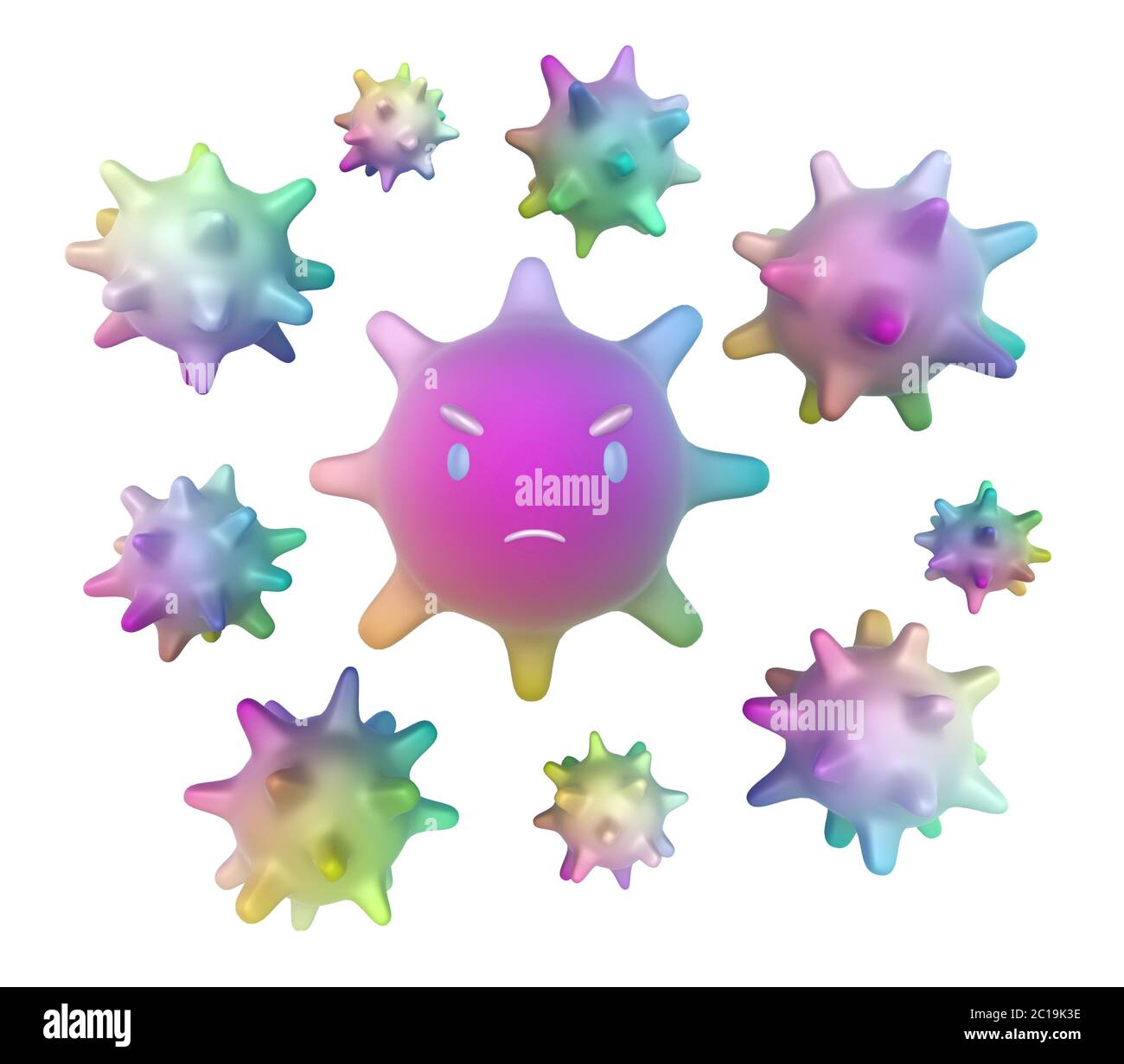 Digital drawing of an evil virus, dangerous coronavirus, cartoon virus ...