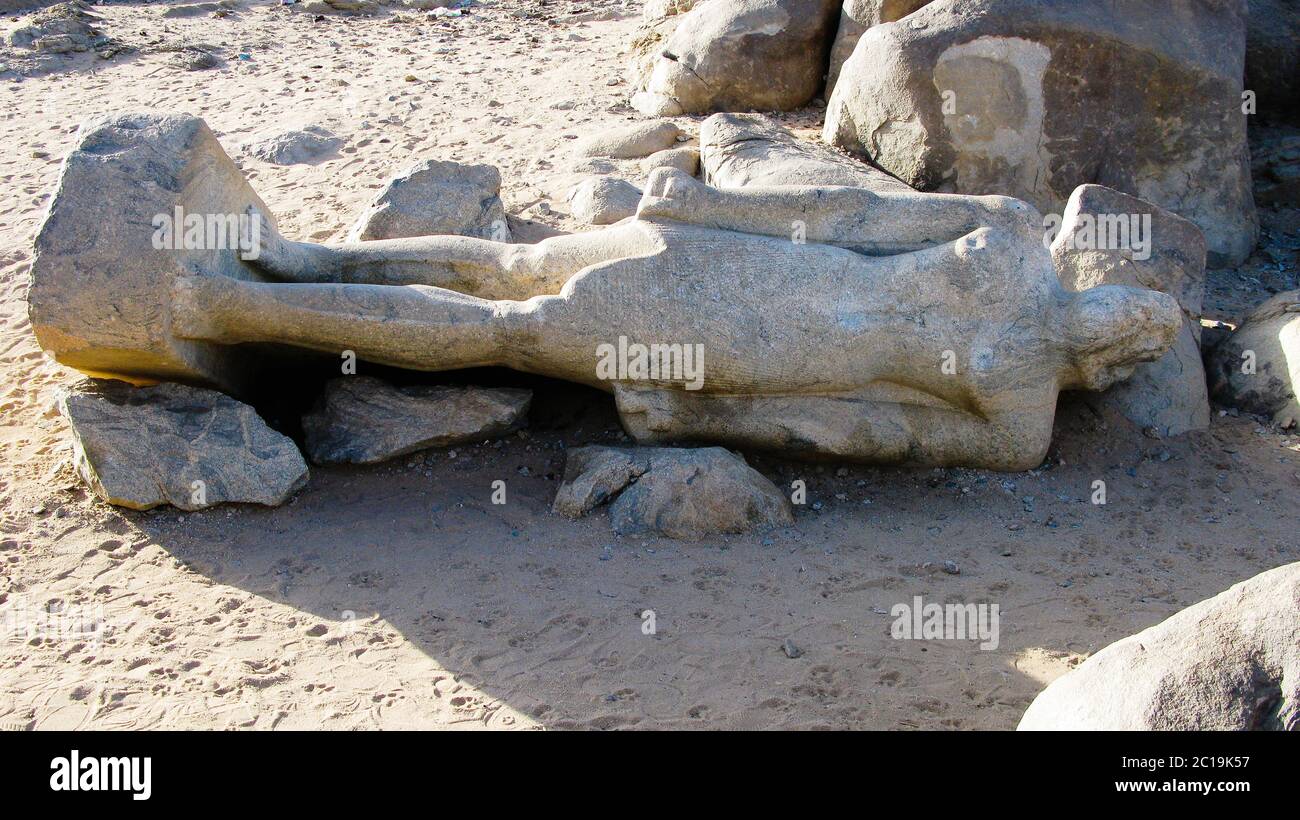 unfinished statue of Pharaoh Taharqa at the old granite quarry at ...
