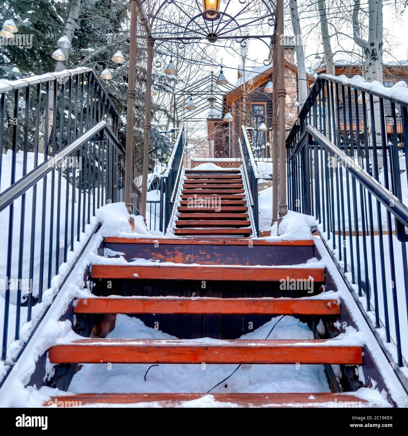 Close up snow on stairs hi-res stock photography and images - Alamy