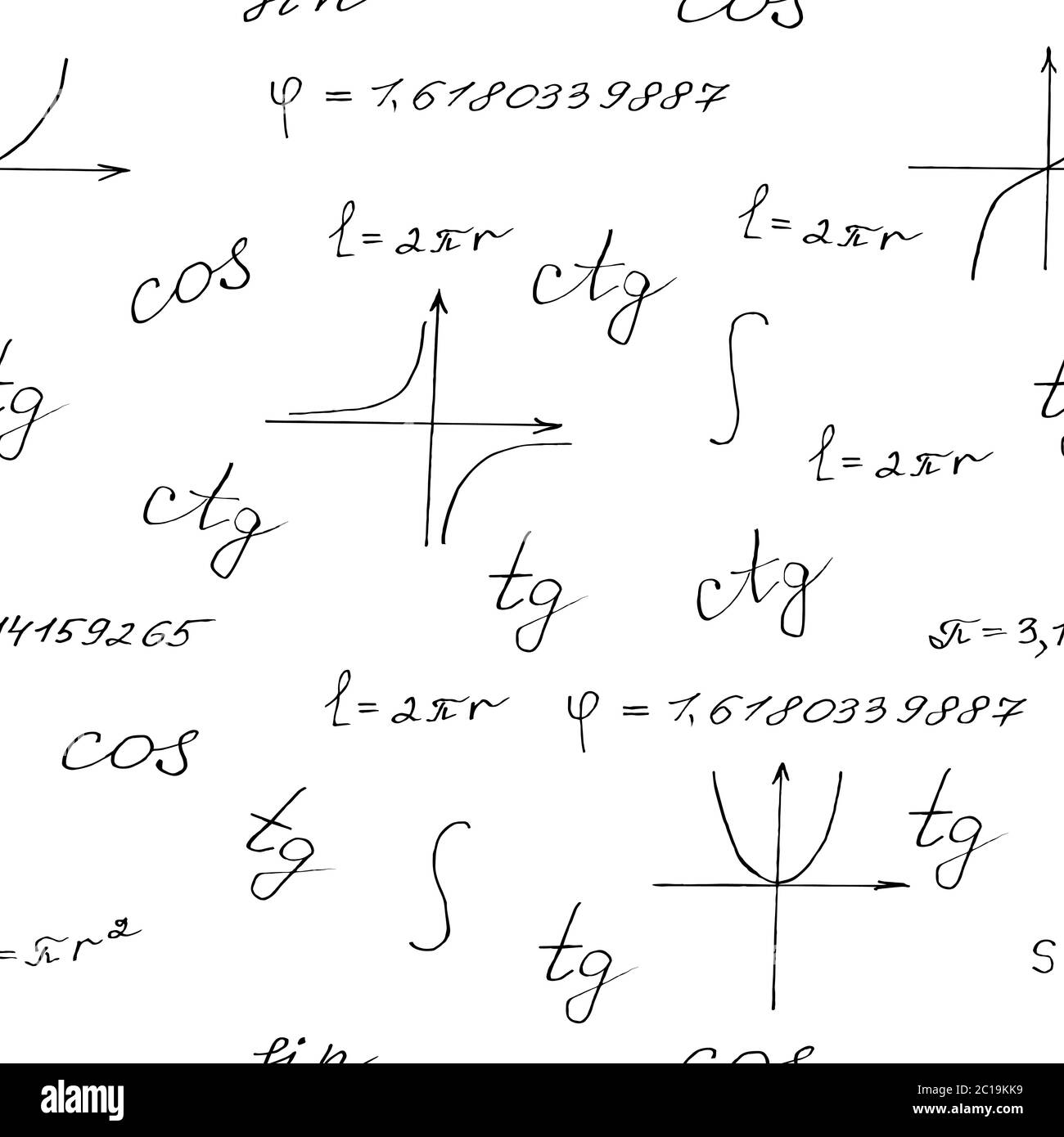 seamless pattern with a mathematical formula, a graph, labeled vector ...