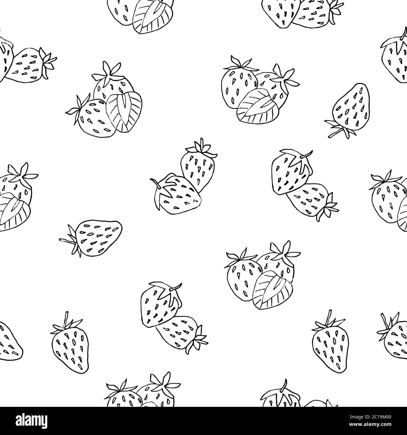 seamless pattern of strawberry Stock illustration, vector, hand drawing ...