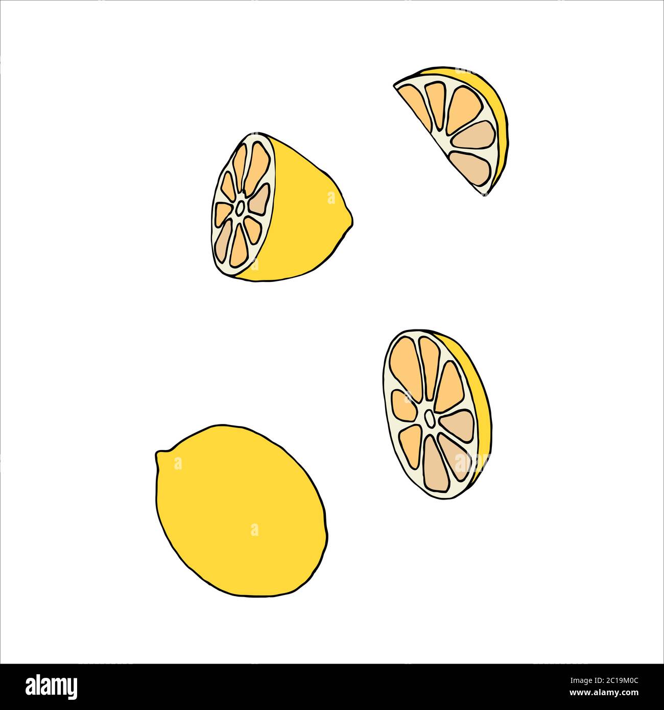 isolated on white background lemon drawing Stock illustration vector ...