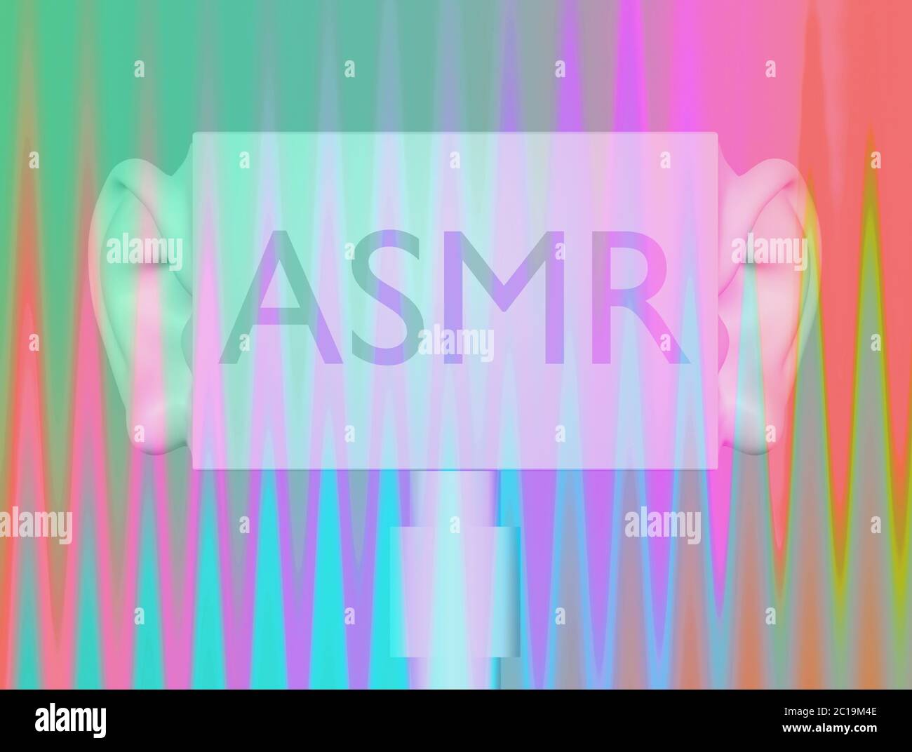 microphone asmr with ear, autonomous sensory meridian response. 3d ...