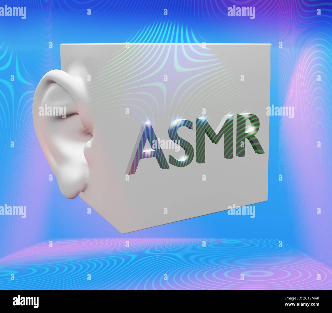 microphone asmr with ear, autonomous sensory meridian response. 3d ...
