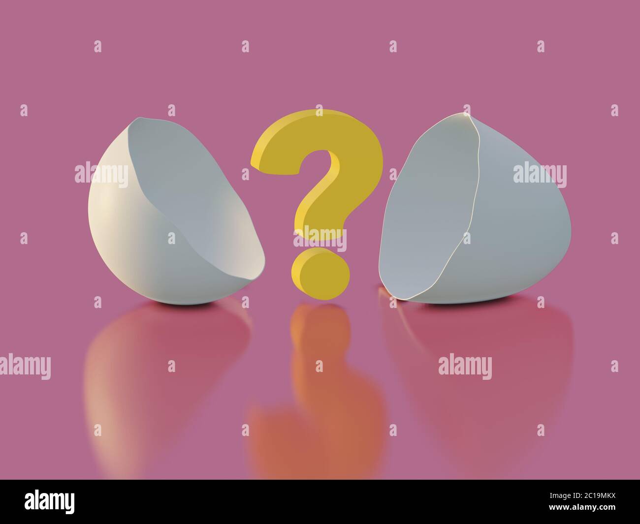 a question mark appears from an egg shell. 3d illustration Stock Photo ...