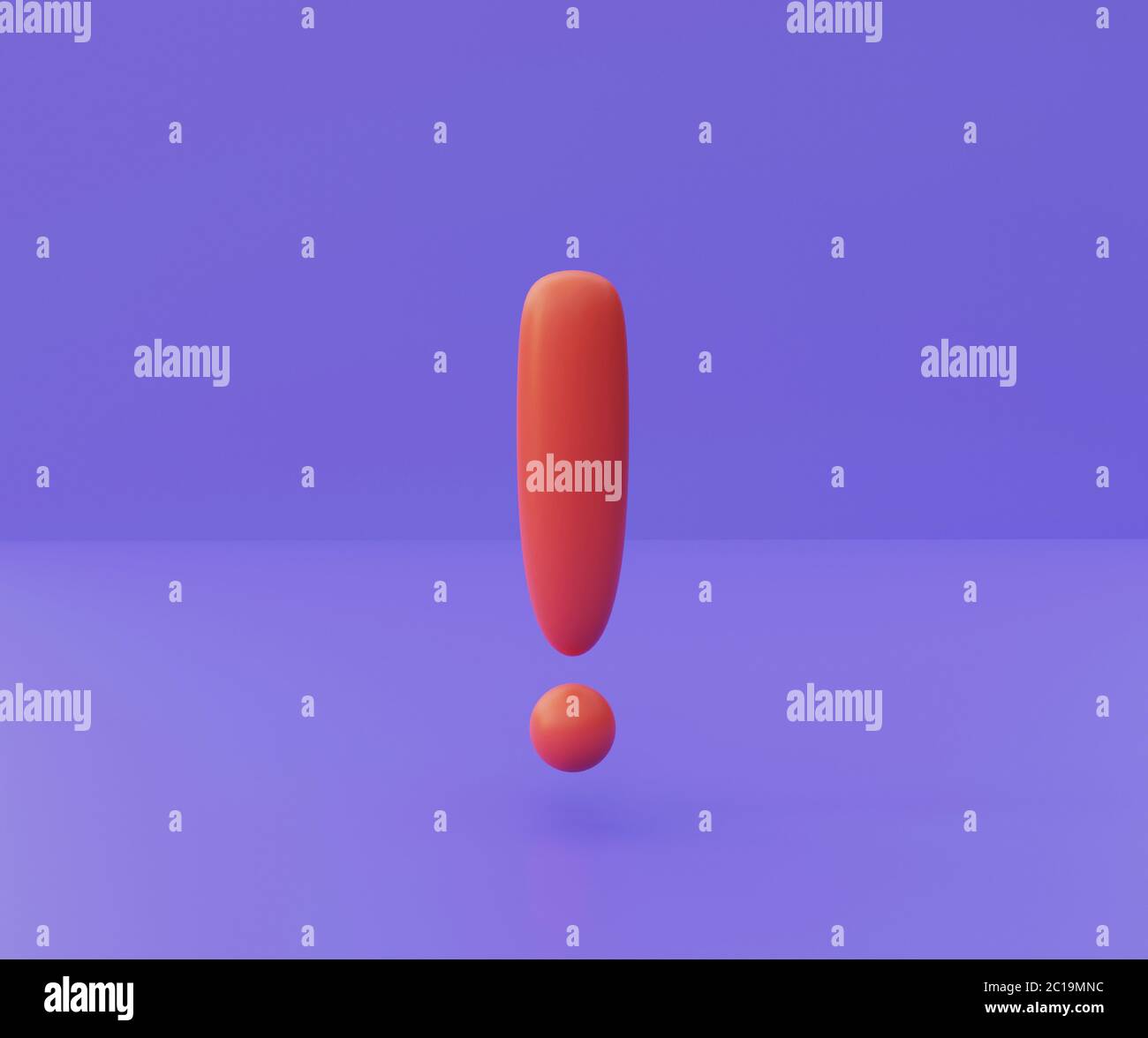 Exclamation point, mark on a violet background, 3d render Stock Photo ...