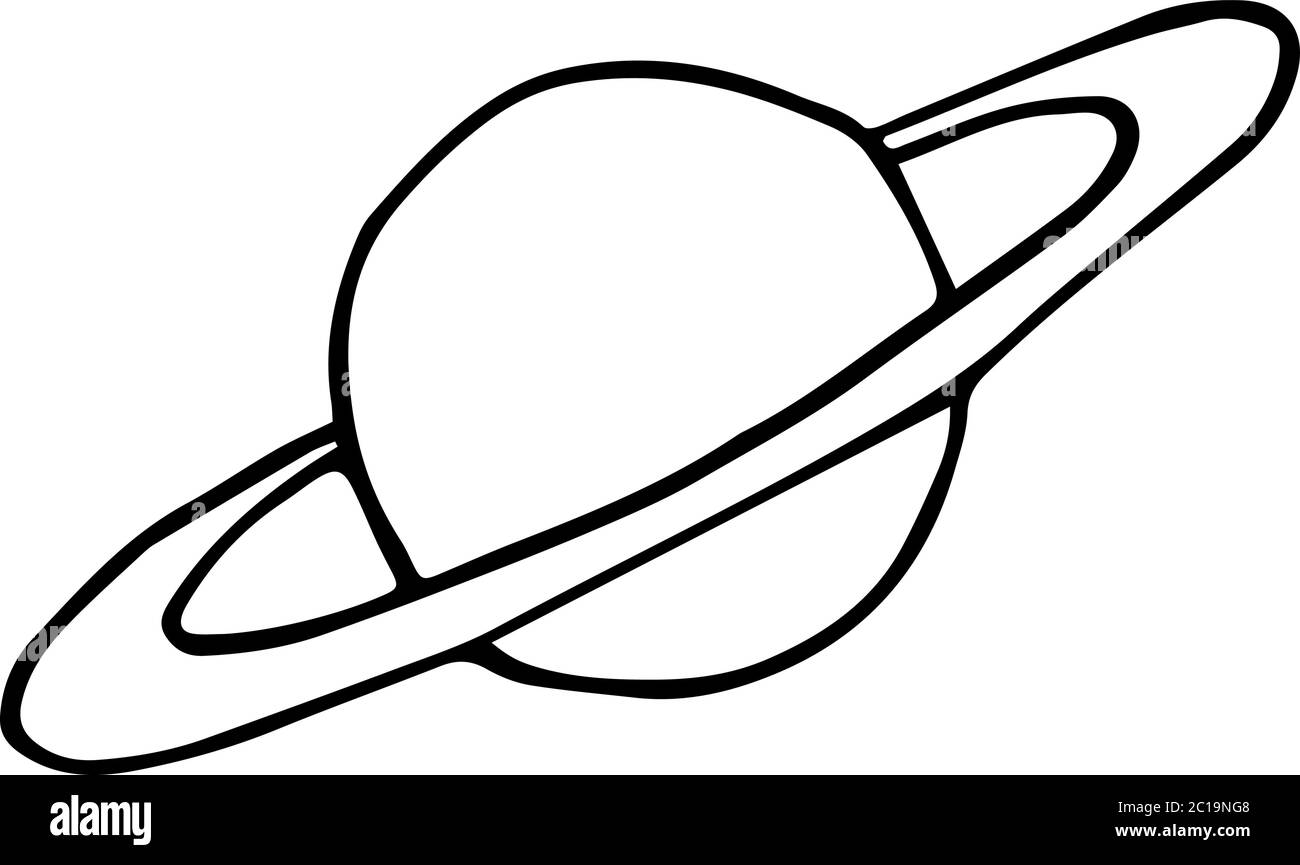 isolated on white background picture of Saturn, hand drawing, vector ...