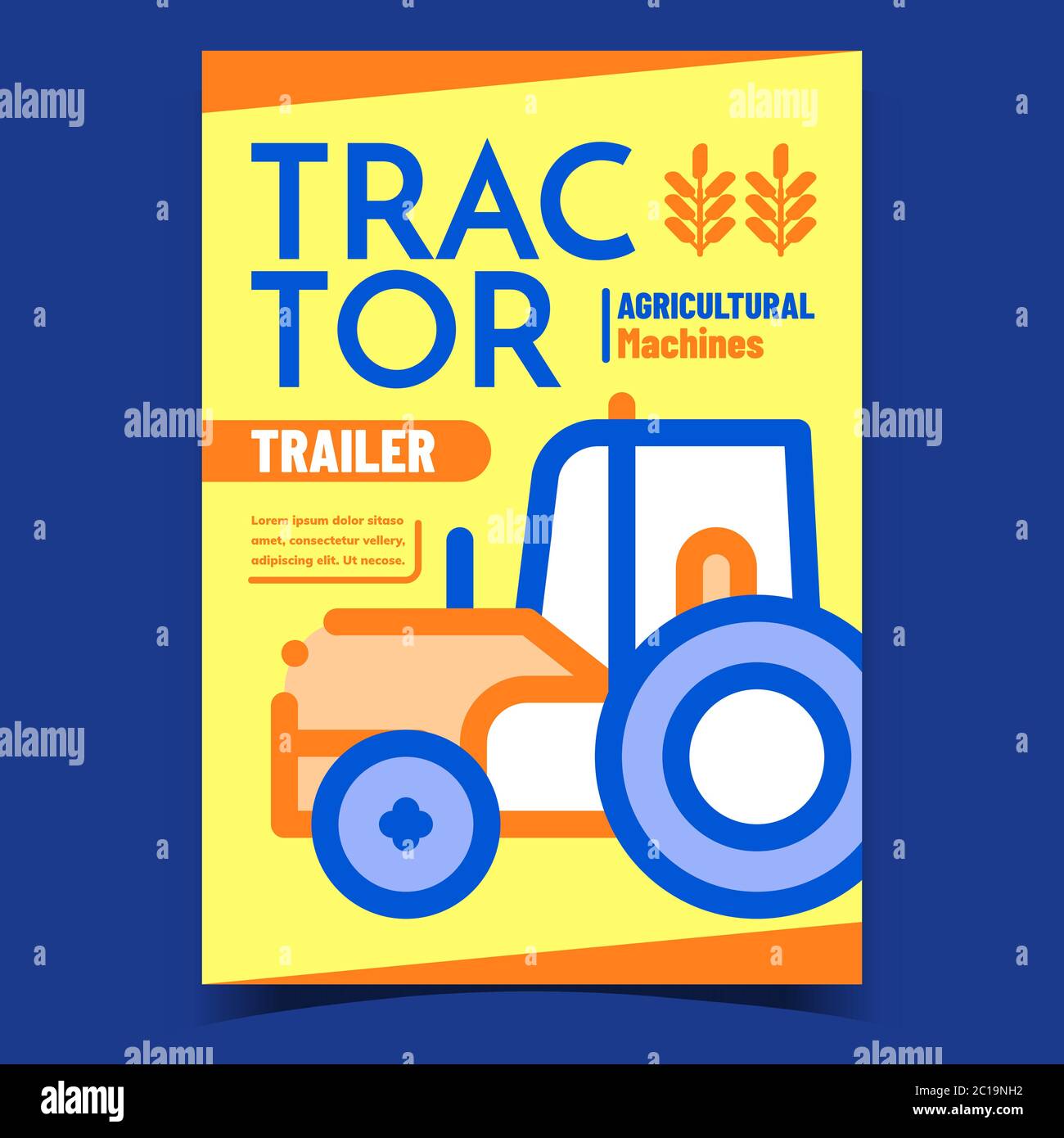 Tractor Agricultural Machine Promo Poster Vector Stock Vector Image ...