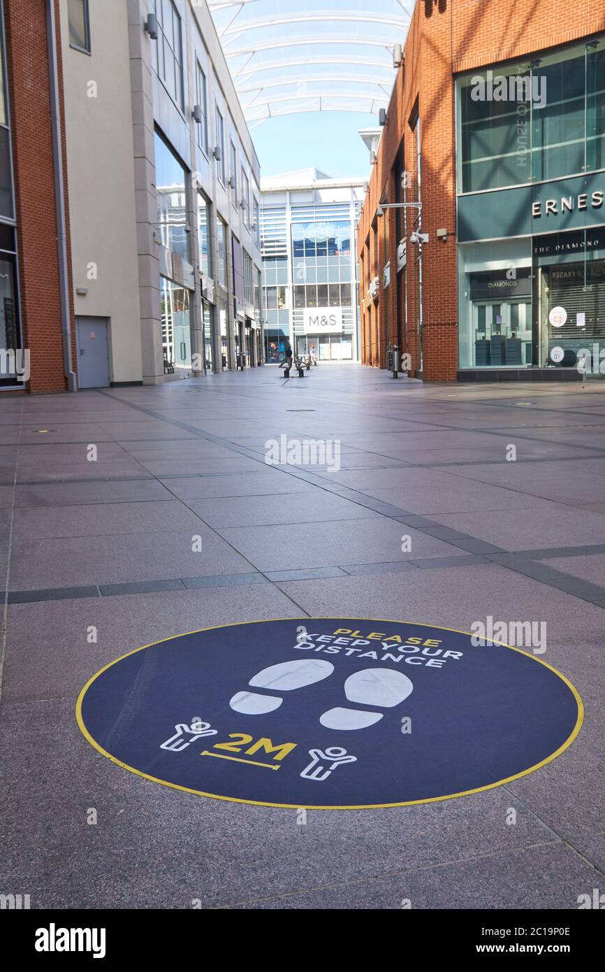 High Wycombe,England-June14,2020:2Metre social distance signs on floor ...