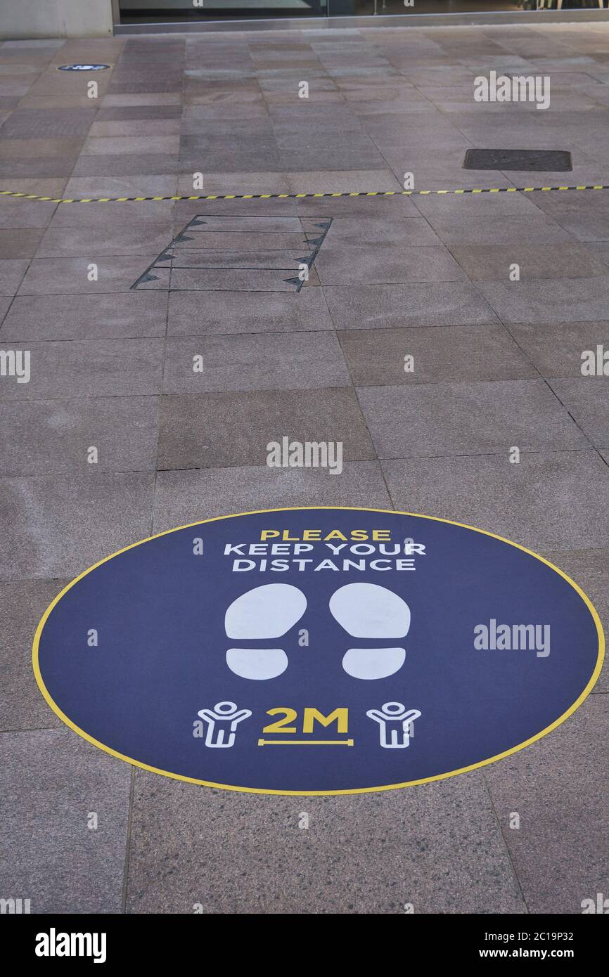 High Wycombe,England-June14,2020:2Metre social distance signs on floor ...
