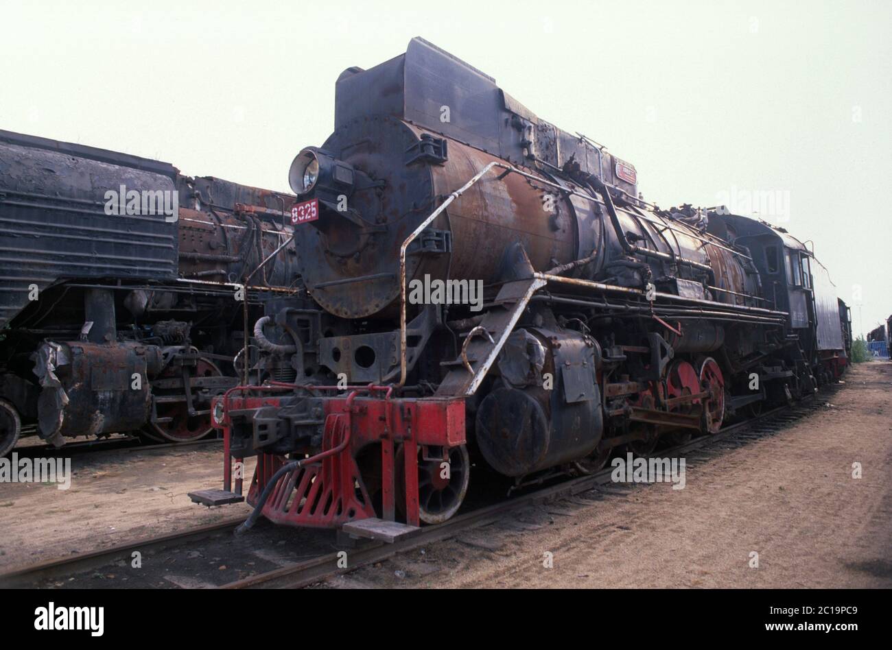 A JS class 2-8-2 old steam train engine number 8325 displayed at the ...