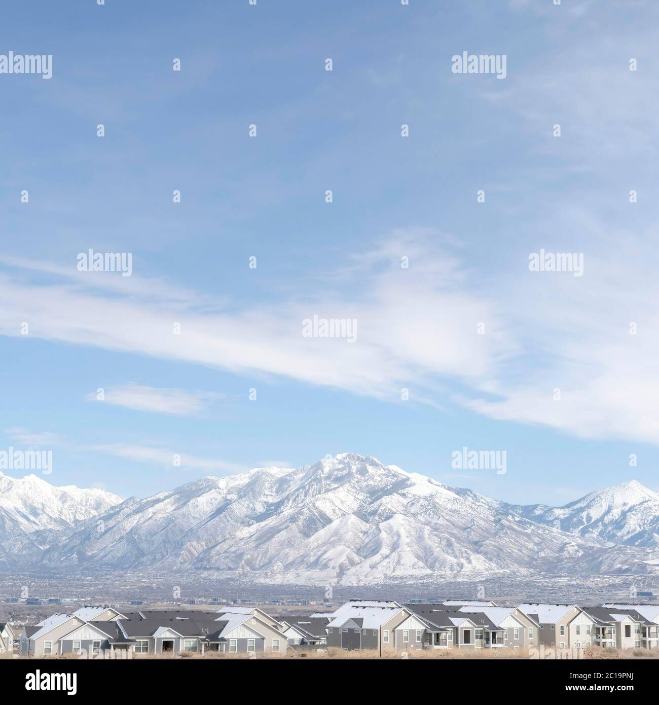 Square crop Striking Wasatch Mountains and South Jordan City in Utah ...