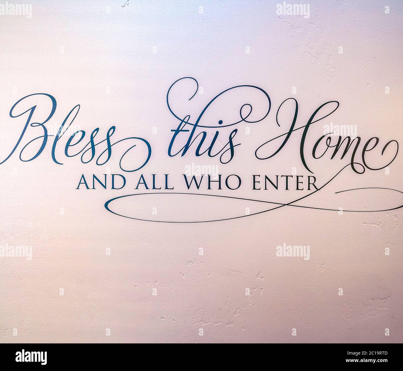 Square frame Religious welcome sigh Bless this home interior Stock ...