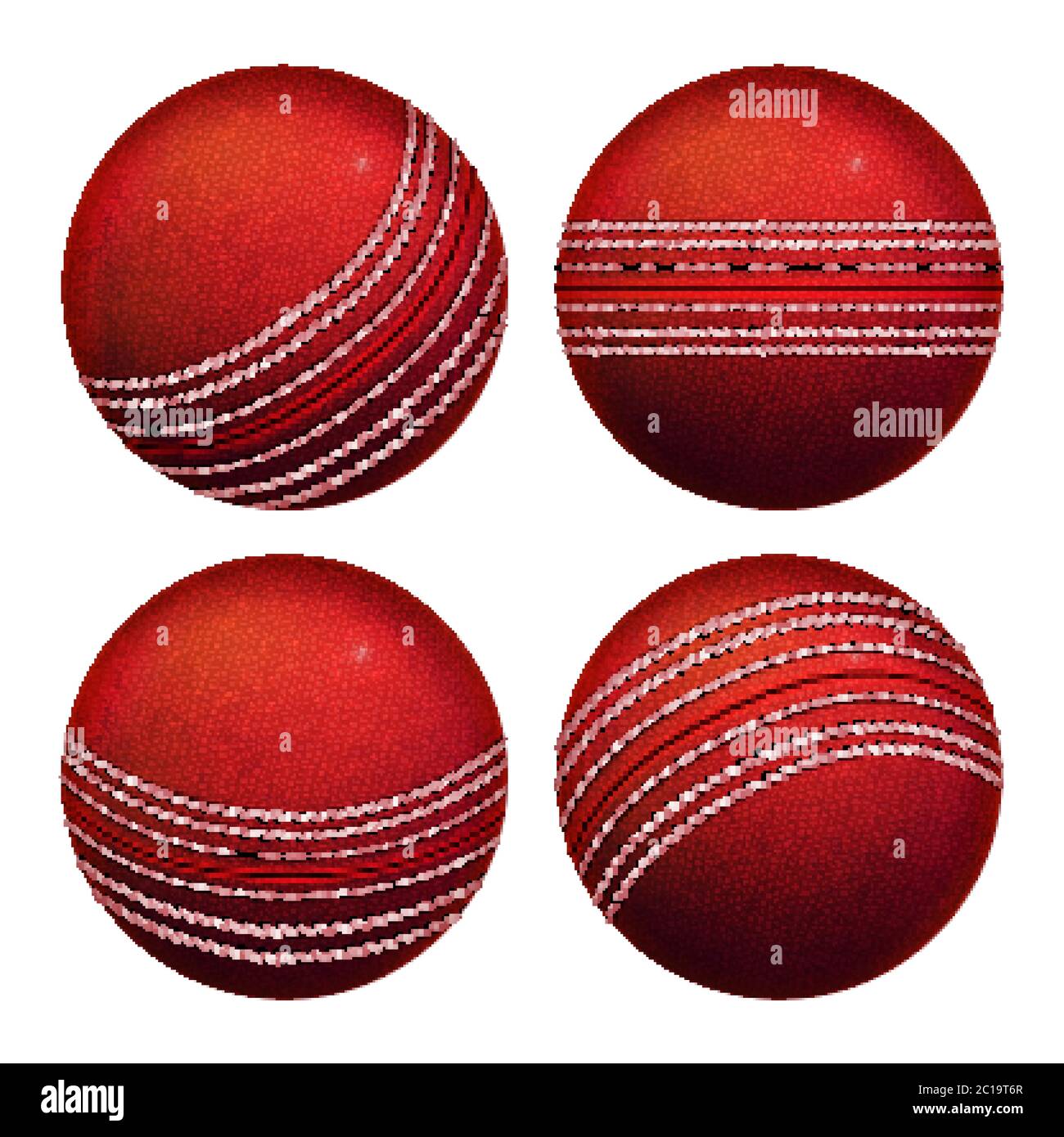 Cricket Leather Ball Sportive Equipment Set Vector Stock Vector Image ...
