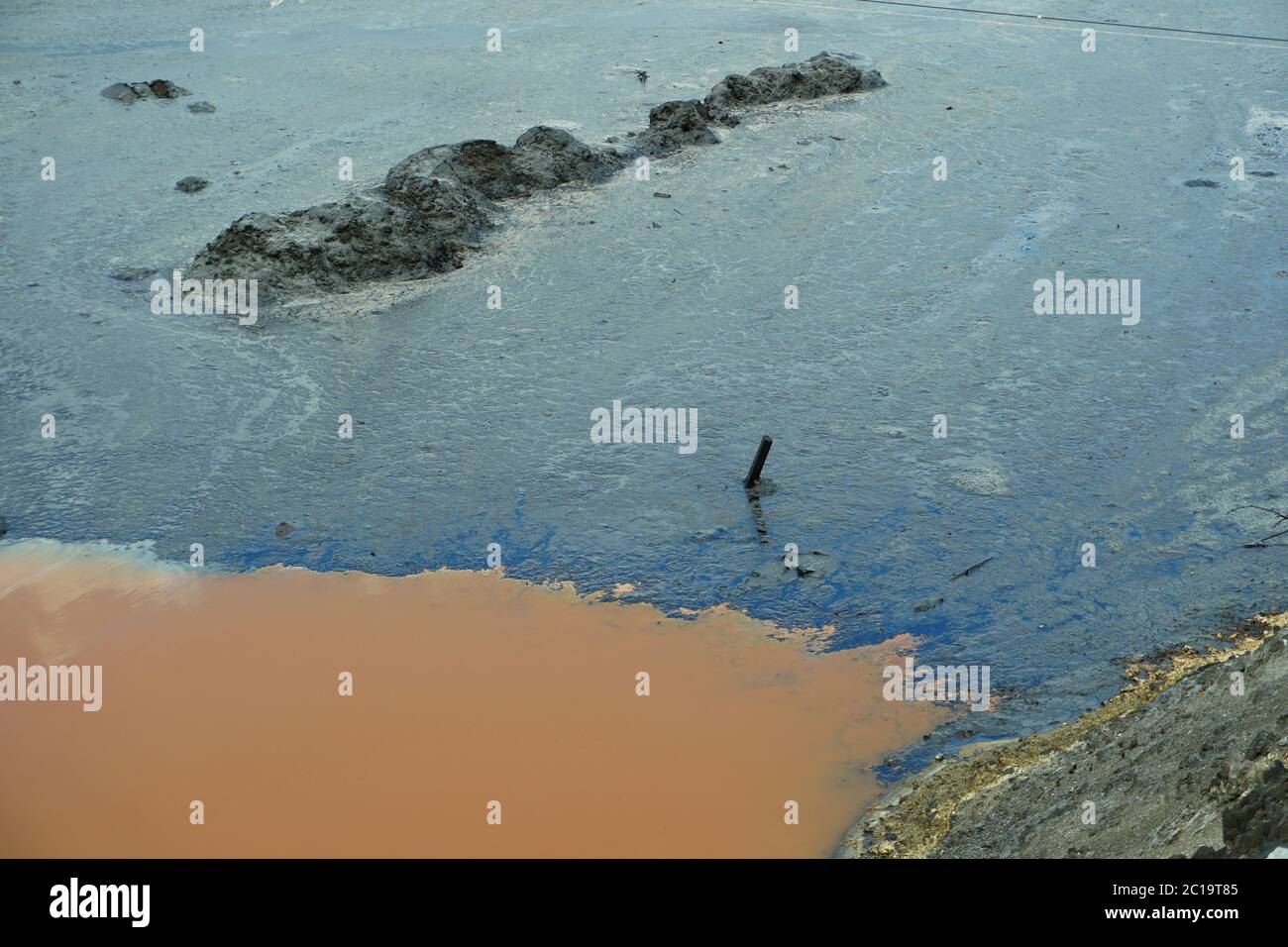 River toxic contamination oil pollution water tanker crash ship or boat ...