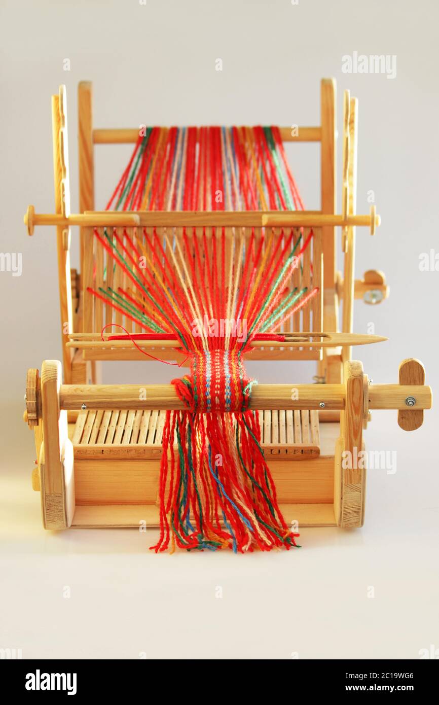 Weaving mini machine for making belts with patterns. Folk art, handmade ...