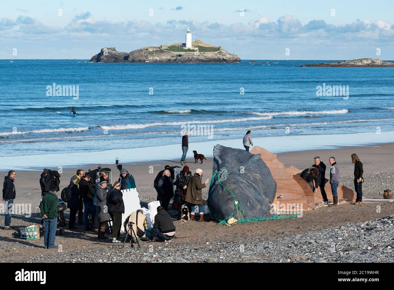 Film crew filming the short film ‘Creature’ about a stranded whale on ...