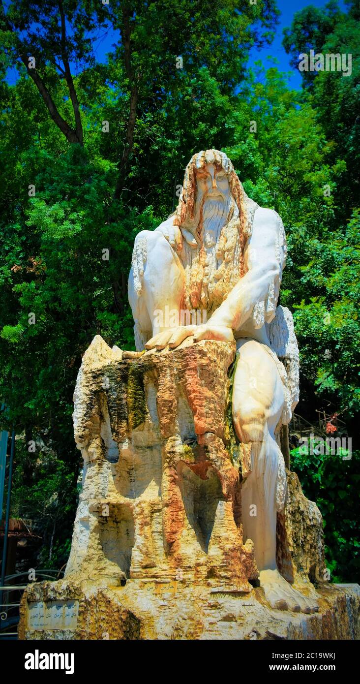Guardian of Time statue at Jeita Grotto, Lebanon Stock Photo - Alamy