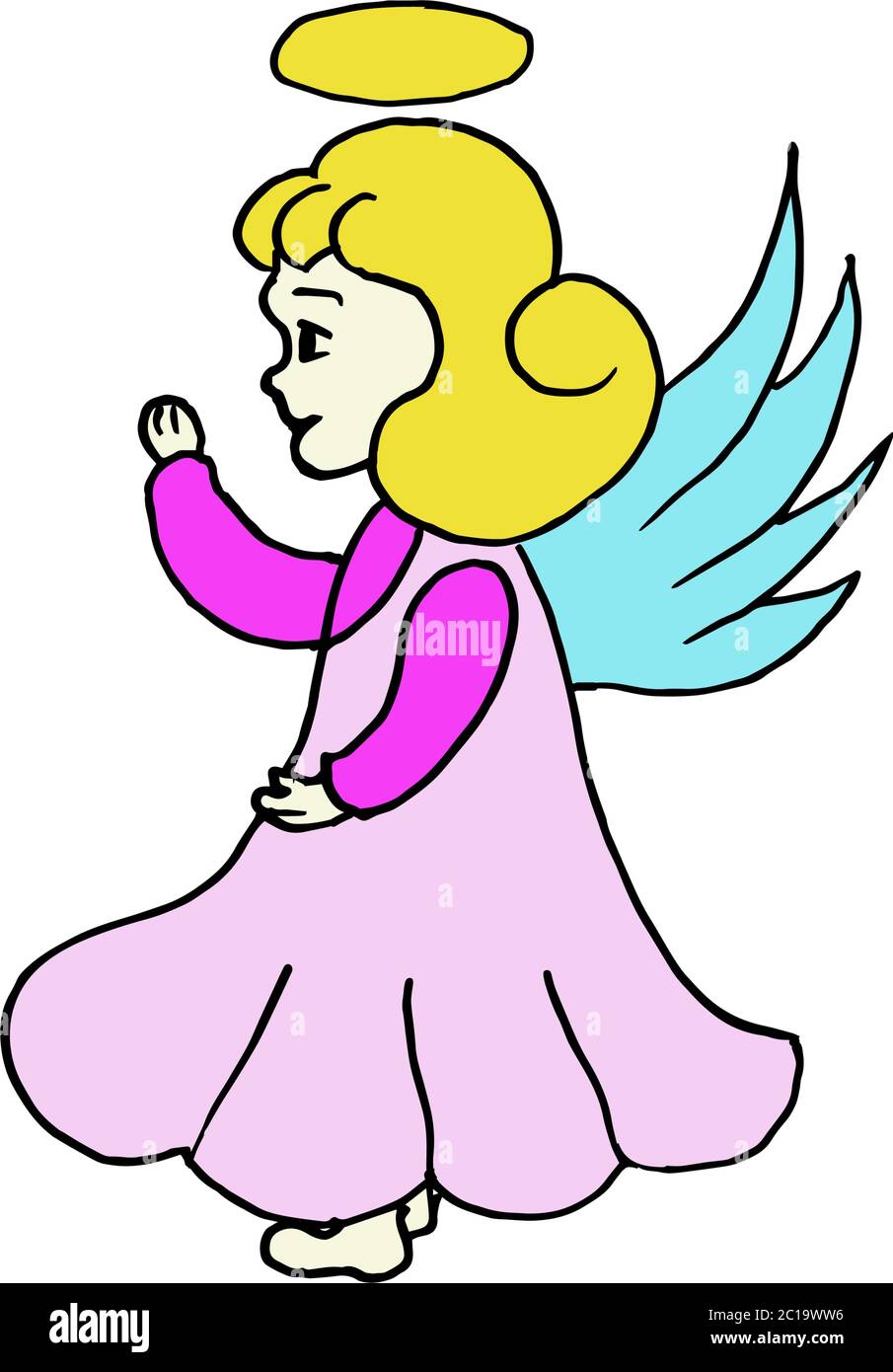 isolated on white background picture of an angel girl, vector, Stock ...