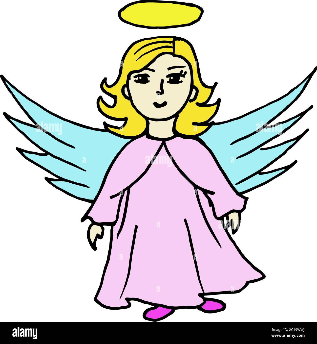 isolated on white background picture of an angel girl, vector, Stock ...