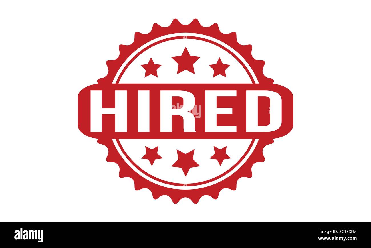 Hired Rubber Stamp. Red Hired Rubber Grunge Stamp Seal Vector ...