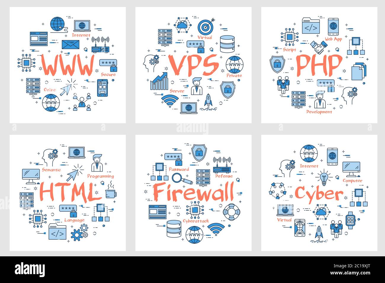 Six business banners - WWW, PHP, HTML, firewall Stock Vector Image ...