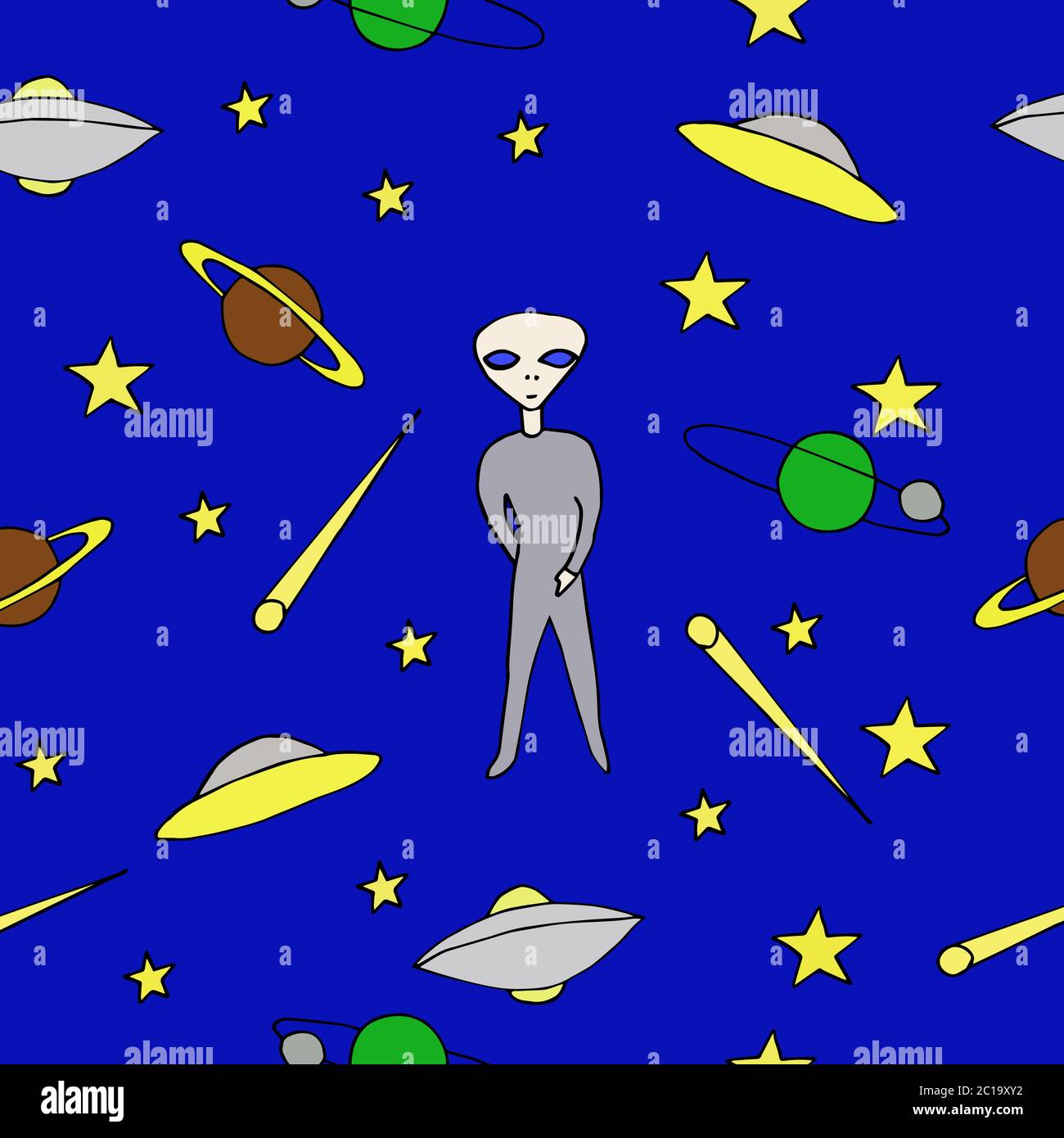 space pattern, hand drawing, vector, doodle Stock Vector Image & Art ...