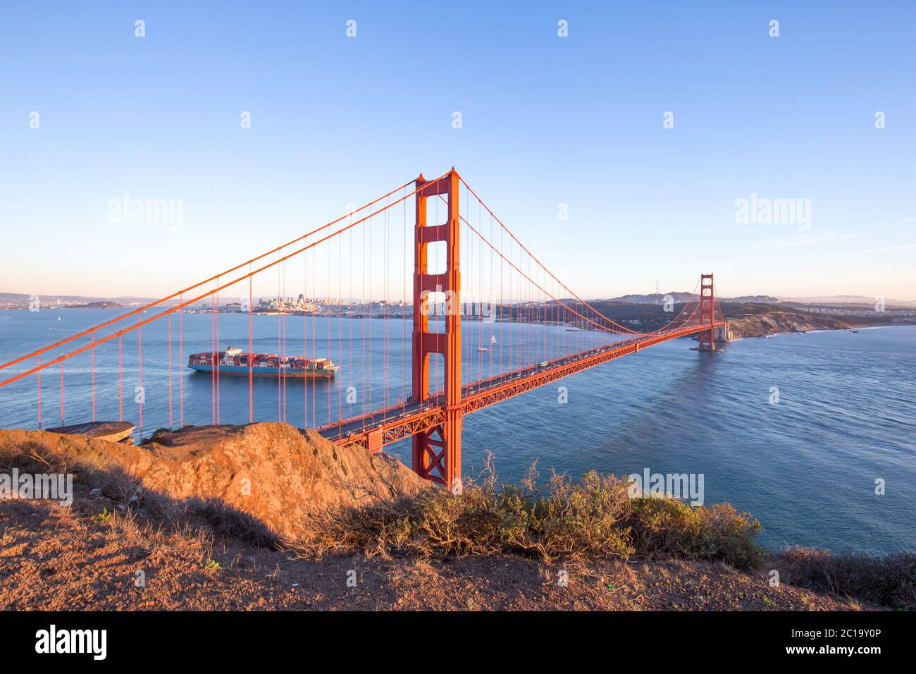 modern suspension bridge in blue sky Stock Photo - Alamy