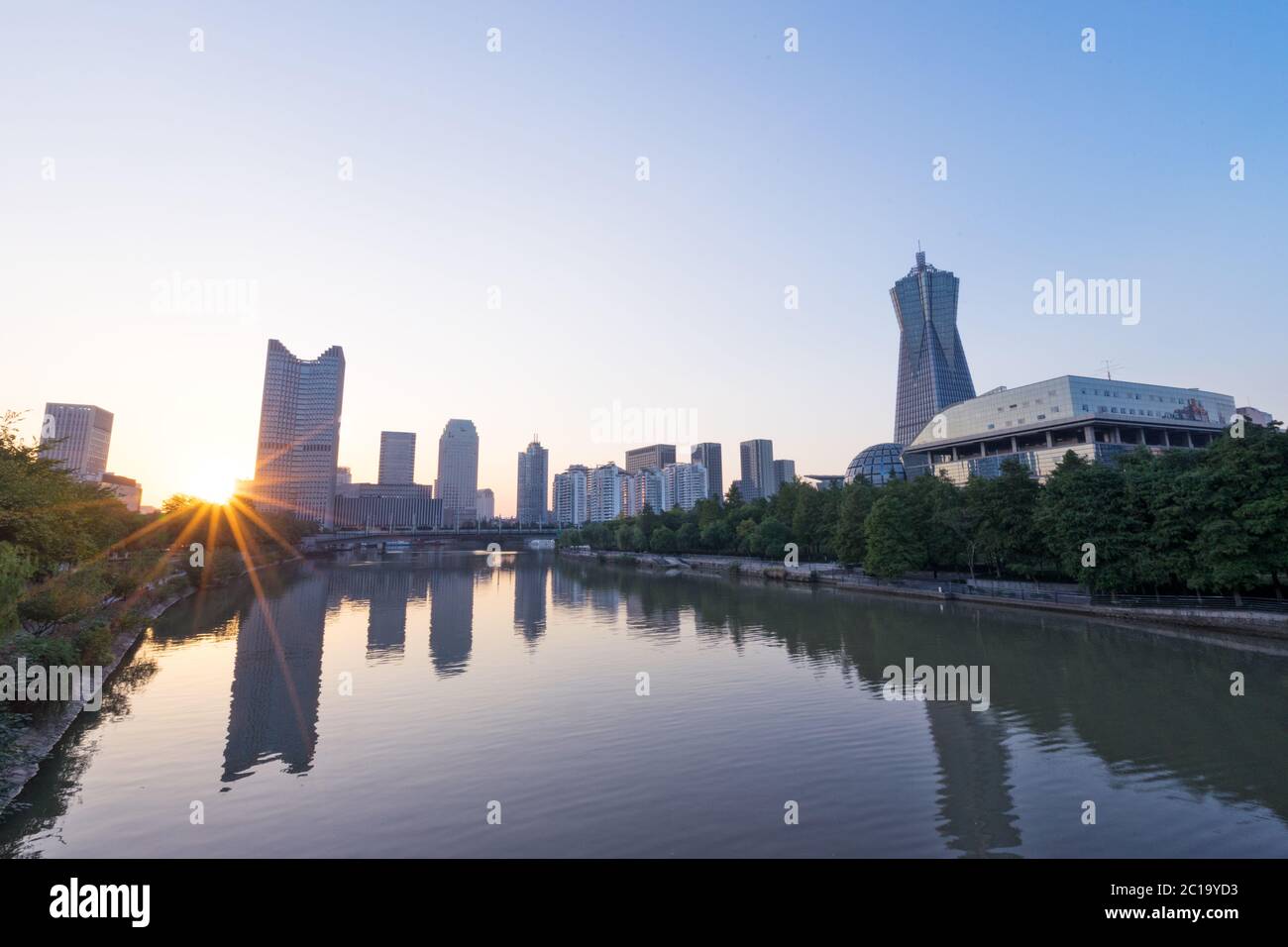 modern buildings near water in modern city Stock Photo - Alamy