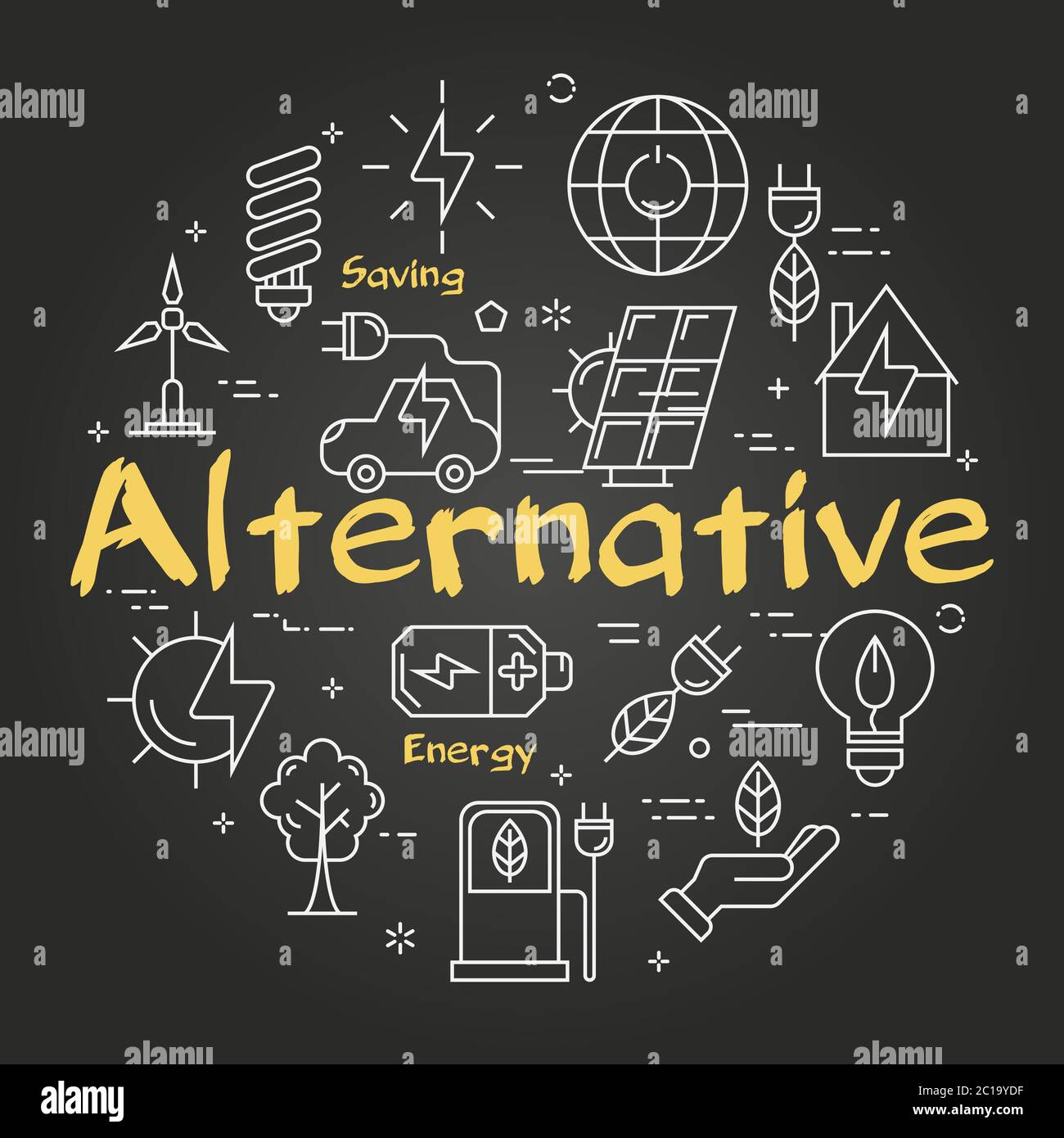 Vector Black Board Alternative Energy Concept of New Technologies Stock ...