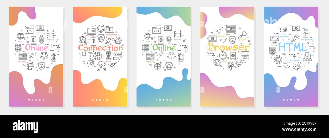 Vector five internet banners - online, browser, HTML concept Stock ...