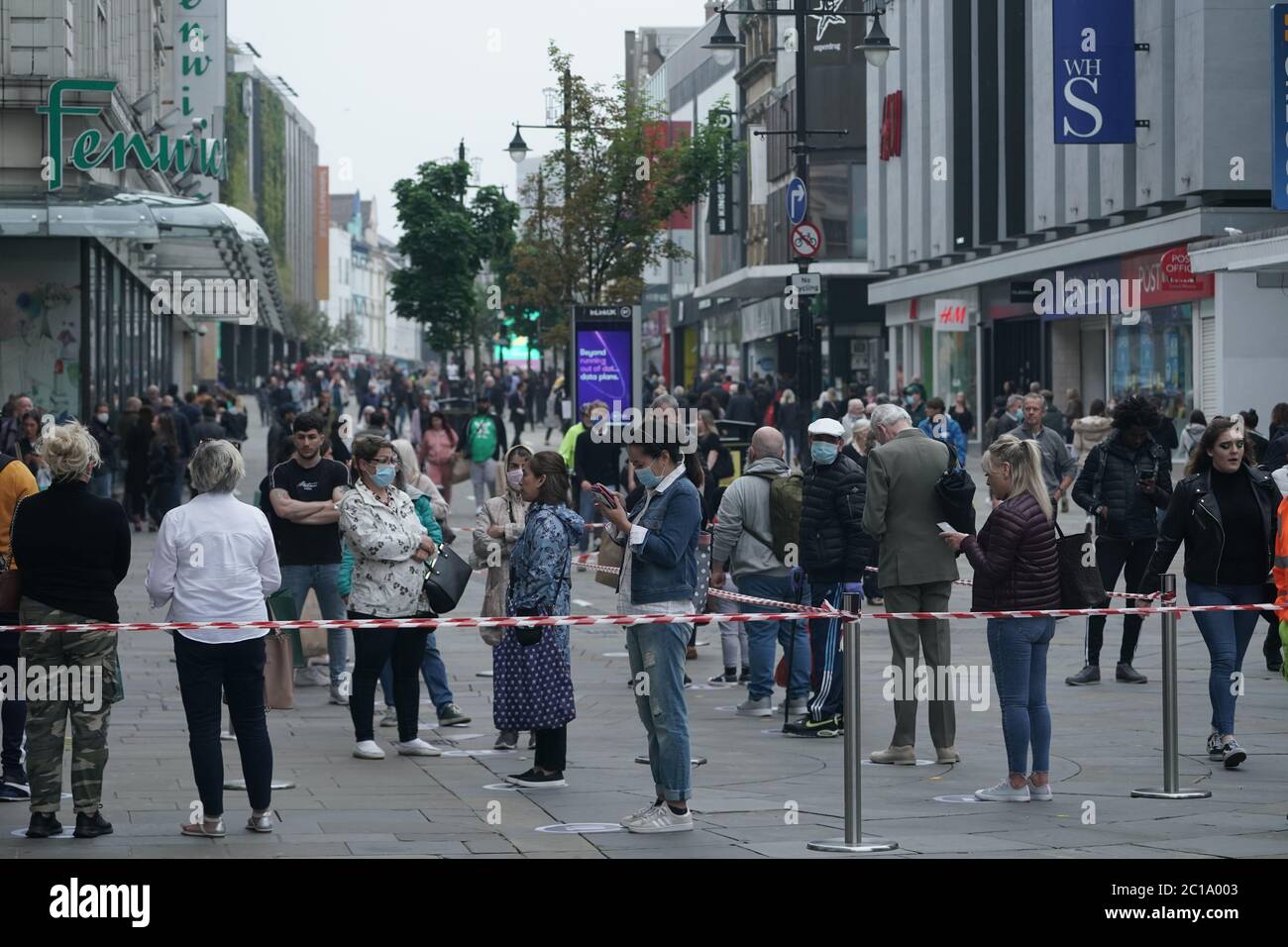 Shoppers queue outside fenwick hi-res stock photography and images - Alamy