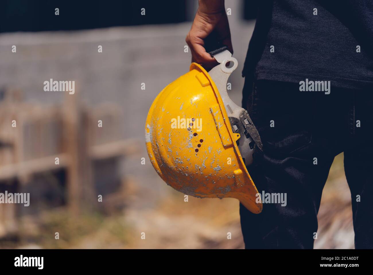 Engineer or construction worker checking location site on the ...