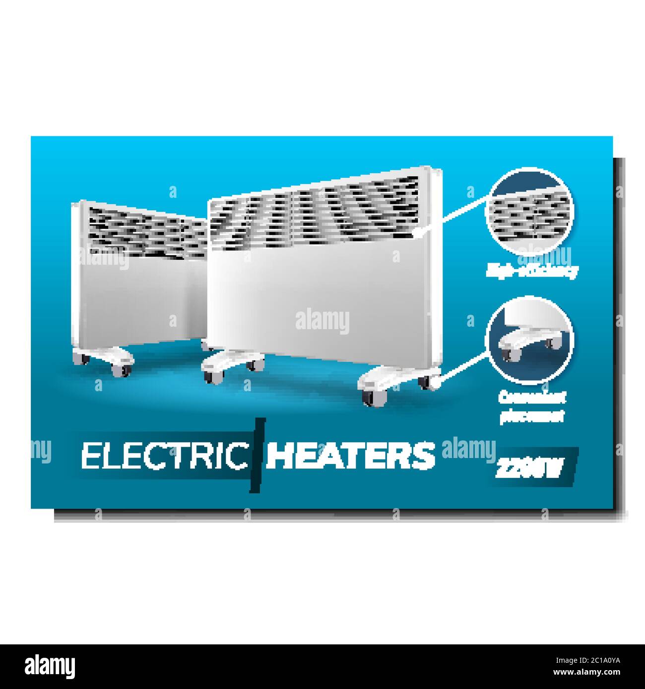 Electric Heaters Bright Promotional Poster Vector Stock Vector Image ...